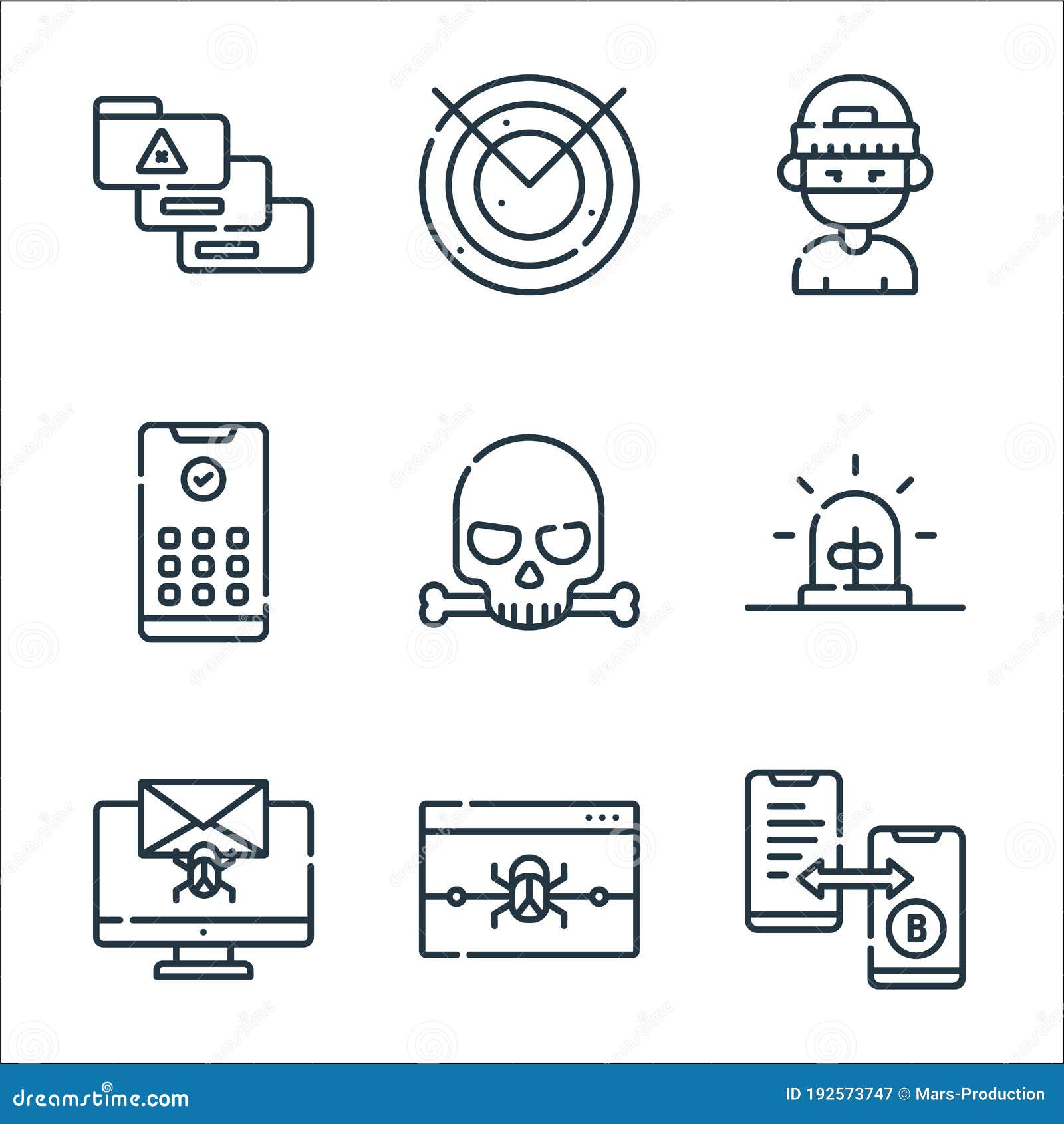 Hacker Line Icons. Linear Set Stock Vector - Illustration of danger ...