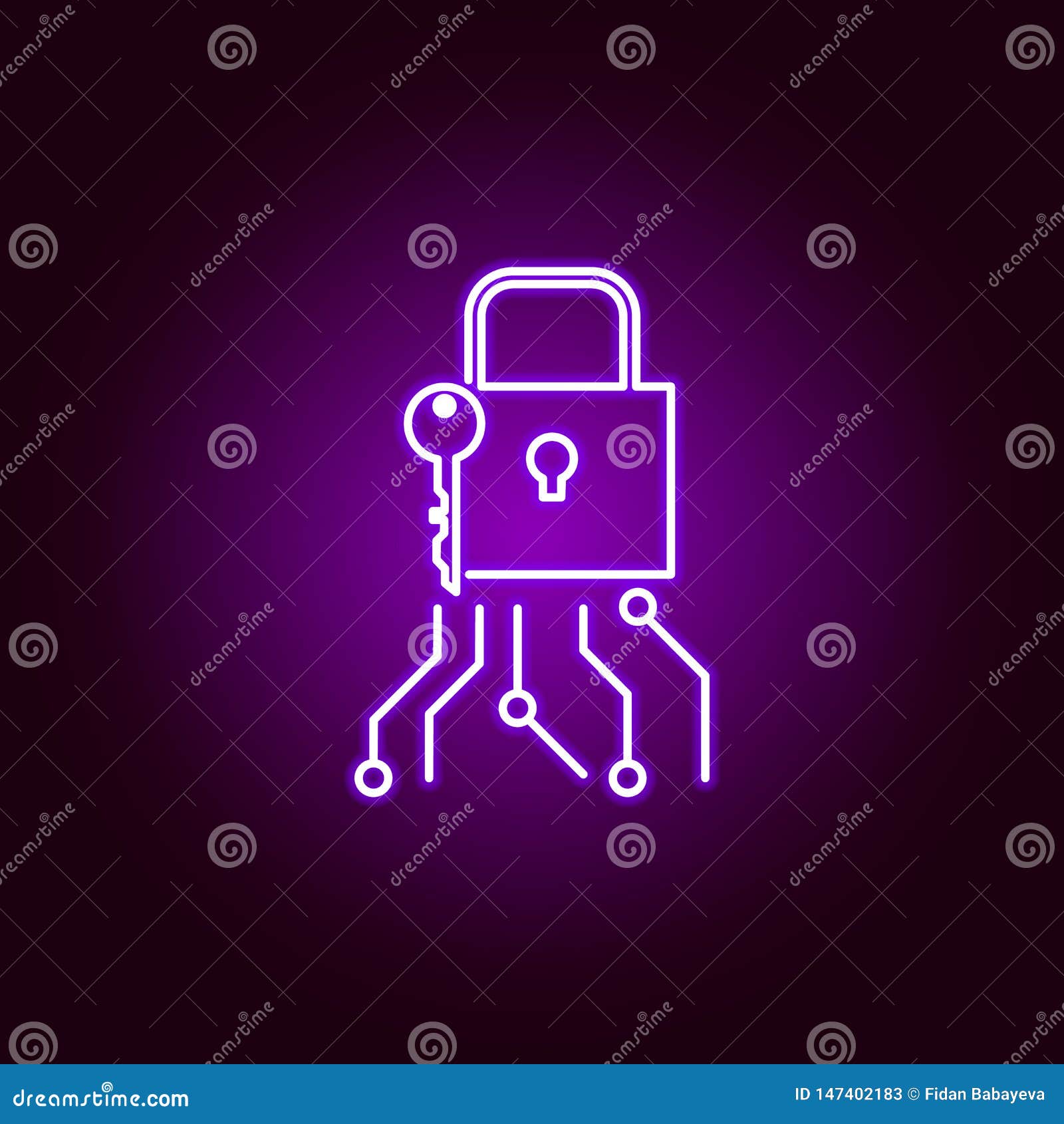 Hacker, Lock Icon in Neon Style. Can Be Used for Web, Logo, Mobile App ...