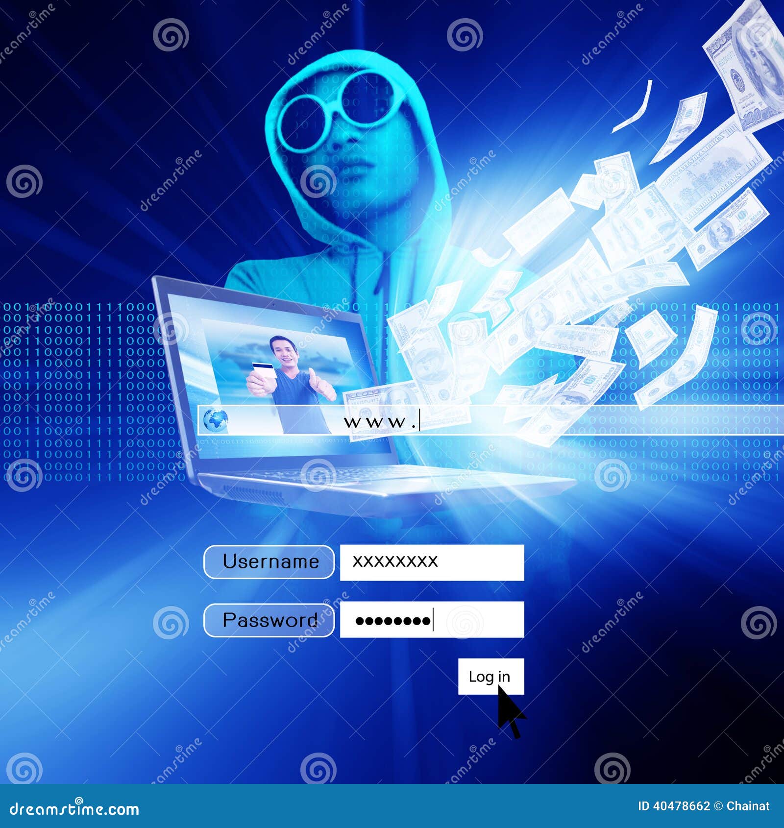 Hacker with Log on Screen stock illustration. Illustration of credit ... Hacker with Log on Screen stock illustration. Illustration of credit ...