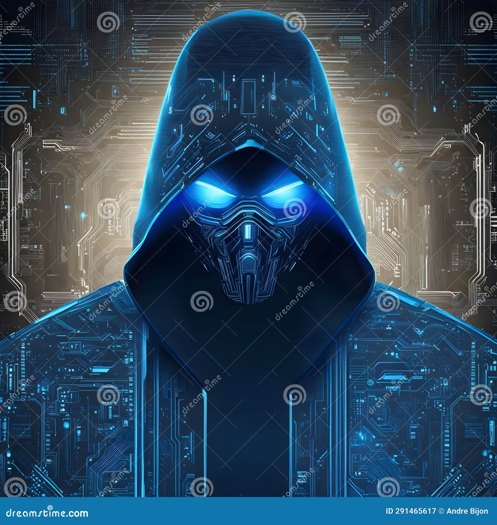 Hacker Looking into Camera with a Face Mask. Dark Theme Wallpaper Stock ...