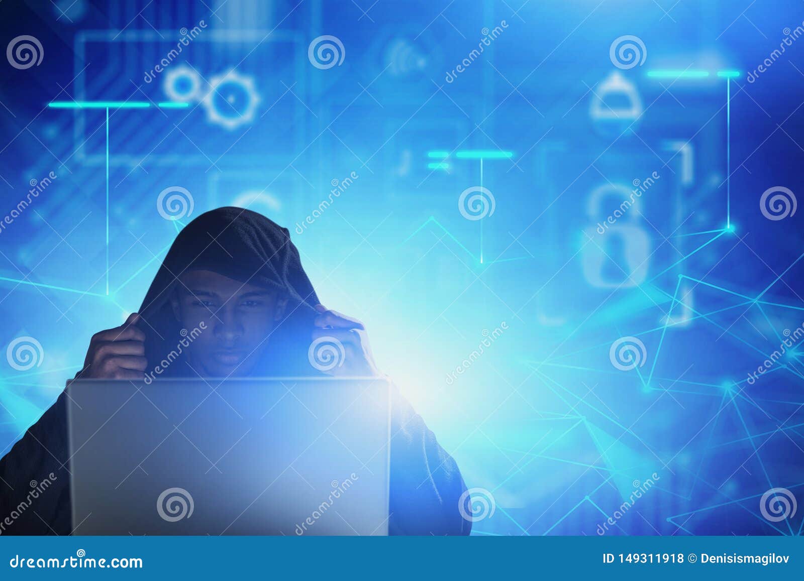 Hacker Looking at Laptop, Online Security Stock Photo - Image of attack ...