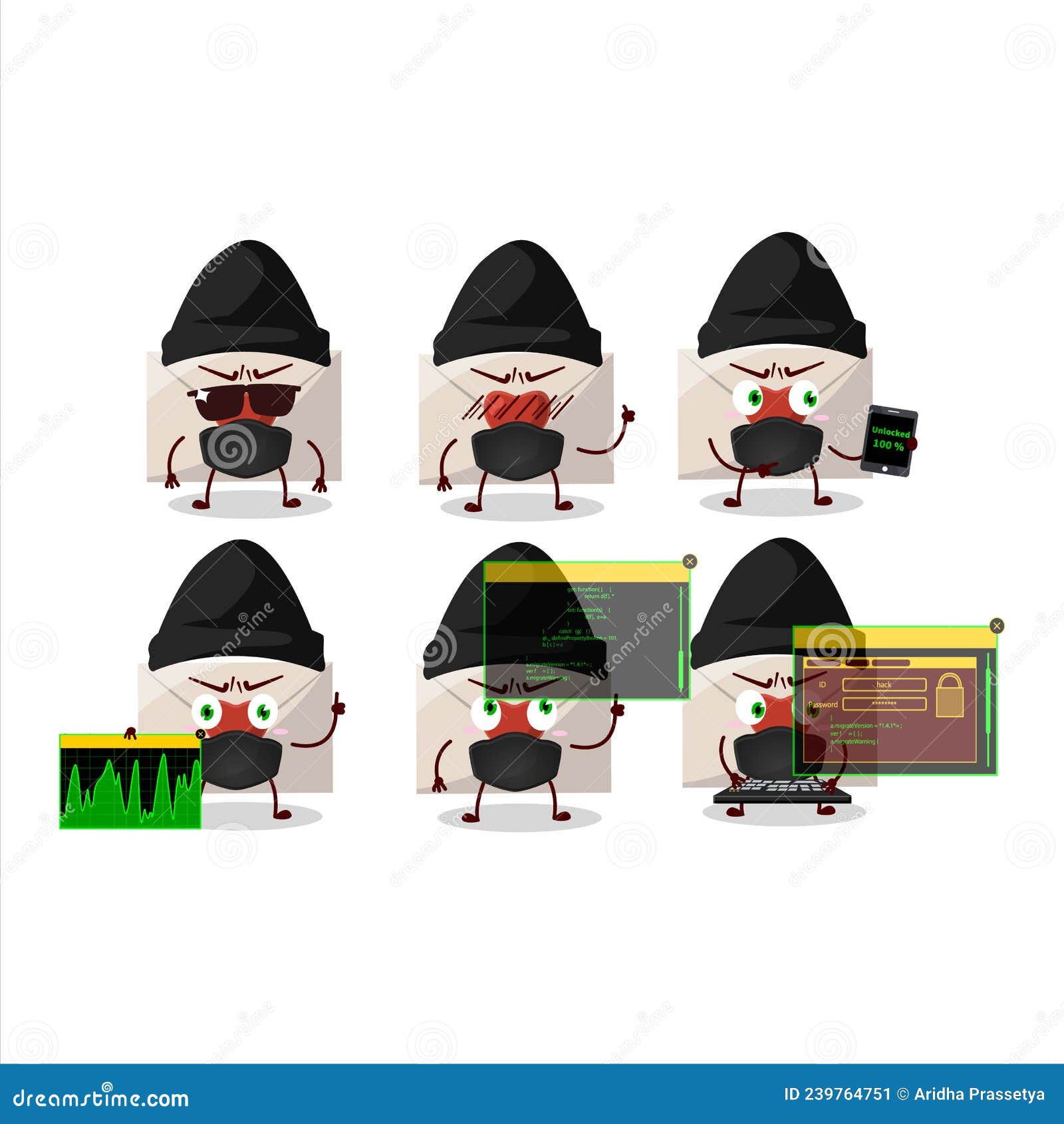 A Hacker Love Envelope Character Mascot with Stock Vector ...