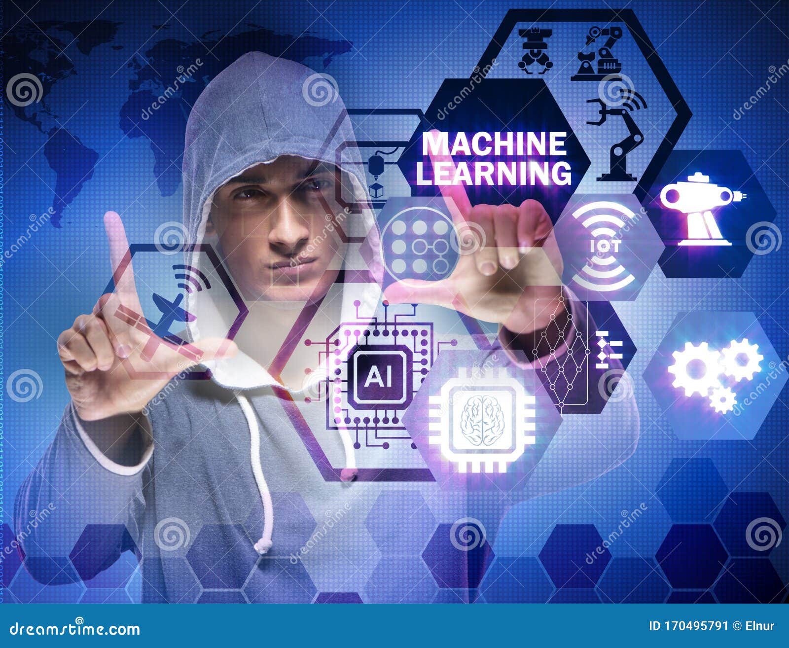Hacker in Machine Learning Concept Stock Image - Image of futuristic ...