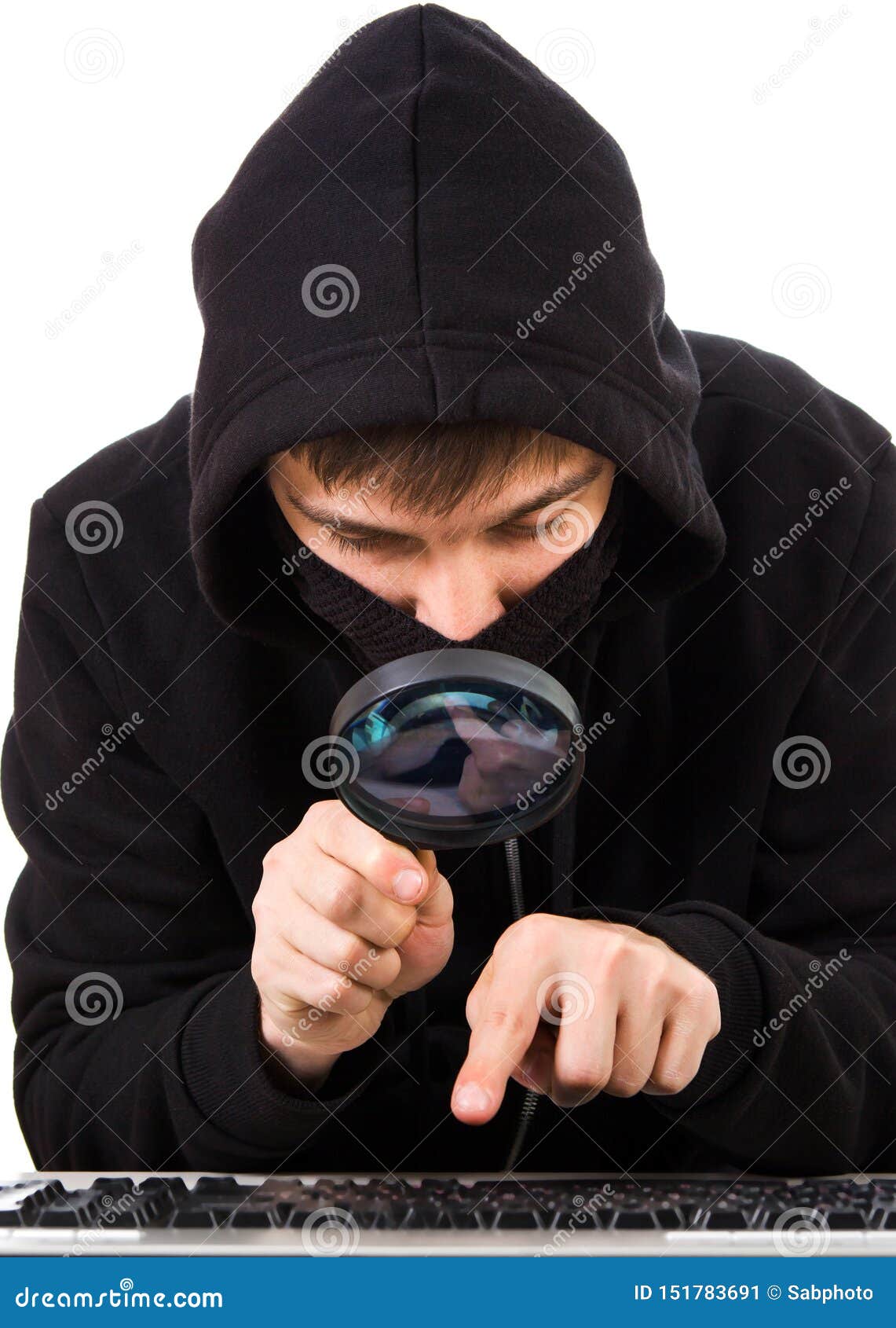 Hacker with a Magnifying Glass Stock Image - Image of desktop, criminal ...
