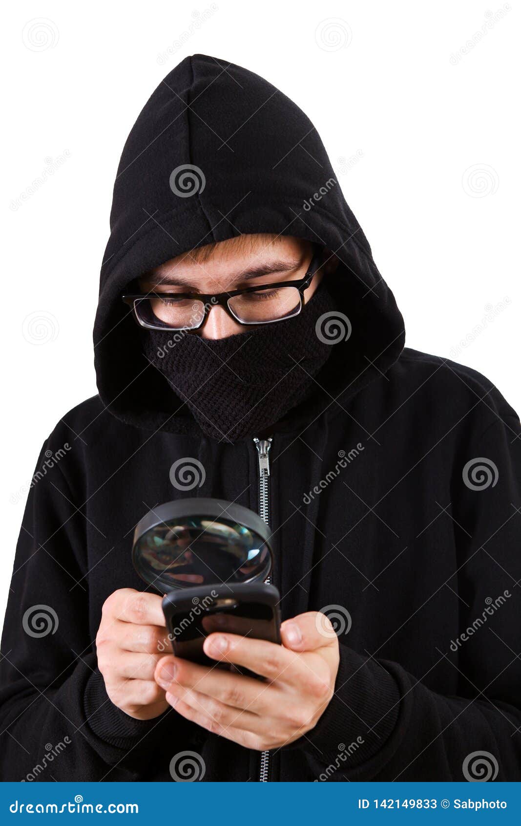 Hacker with a Magnifying Glass Stock Image - Image of magnifying ...