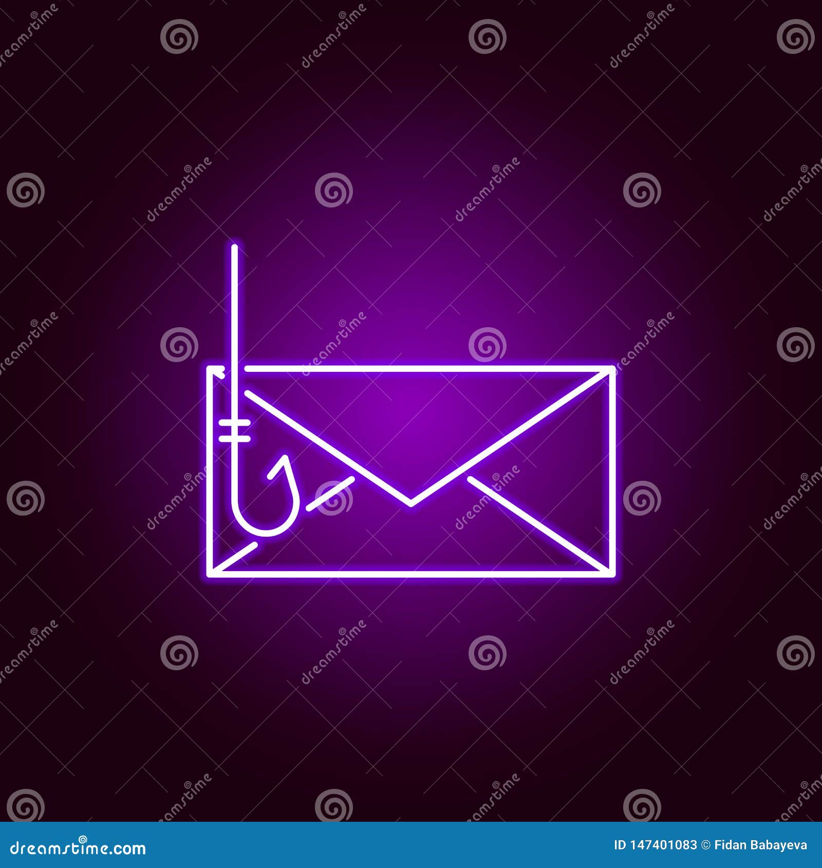 Hacker, Mail Icon in Neon Style. Can Be Used for Web, Logo, Mobile App ...
