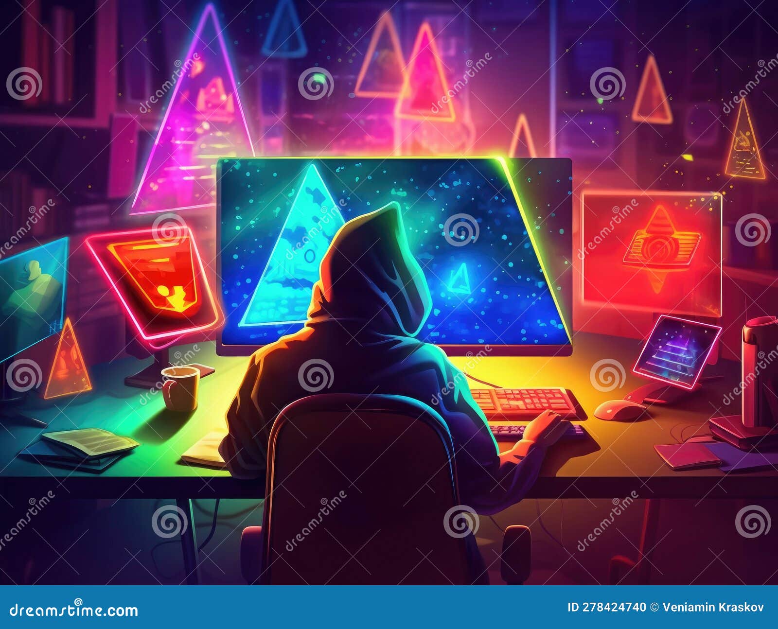 A Hacker Makes a Hacker Attack Stock Illustration - Illustration of ...
