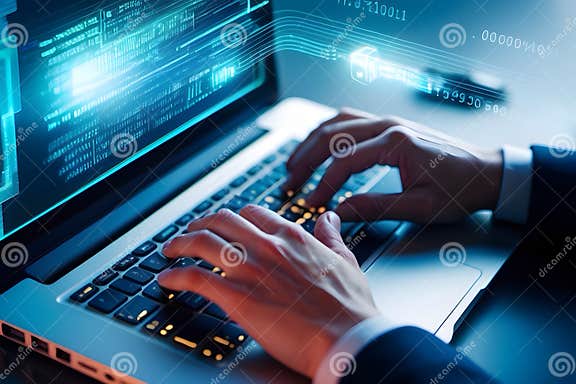 A Hacker Making Digital Coding for His Job Stock Image - Image of ...