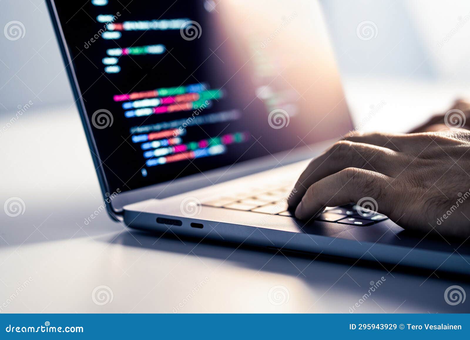 Hacker and Malware Computer Software. Fraud Website Code in Screen. Programmer Developing Web ...