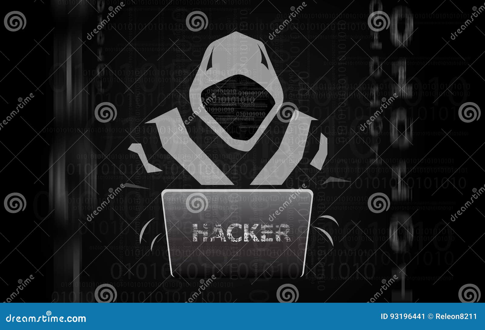 Hacker Man in Hoodie with Laptop Flat Isolated Stock Illustration ...