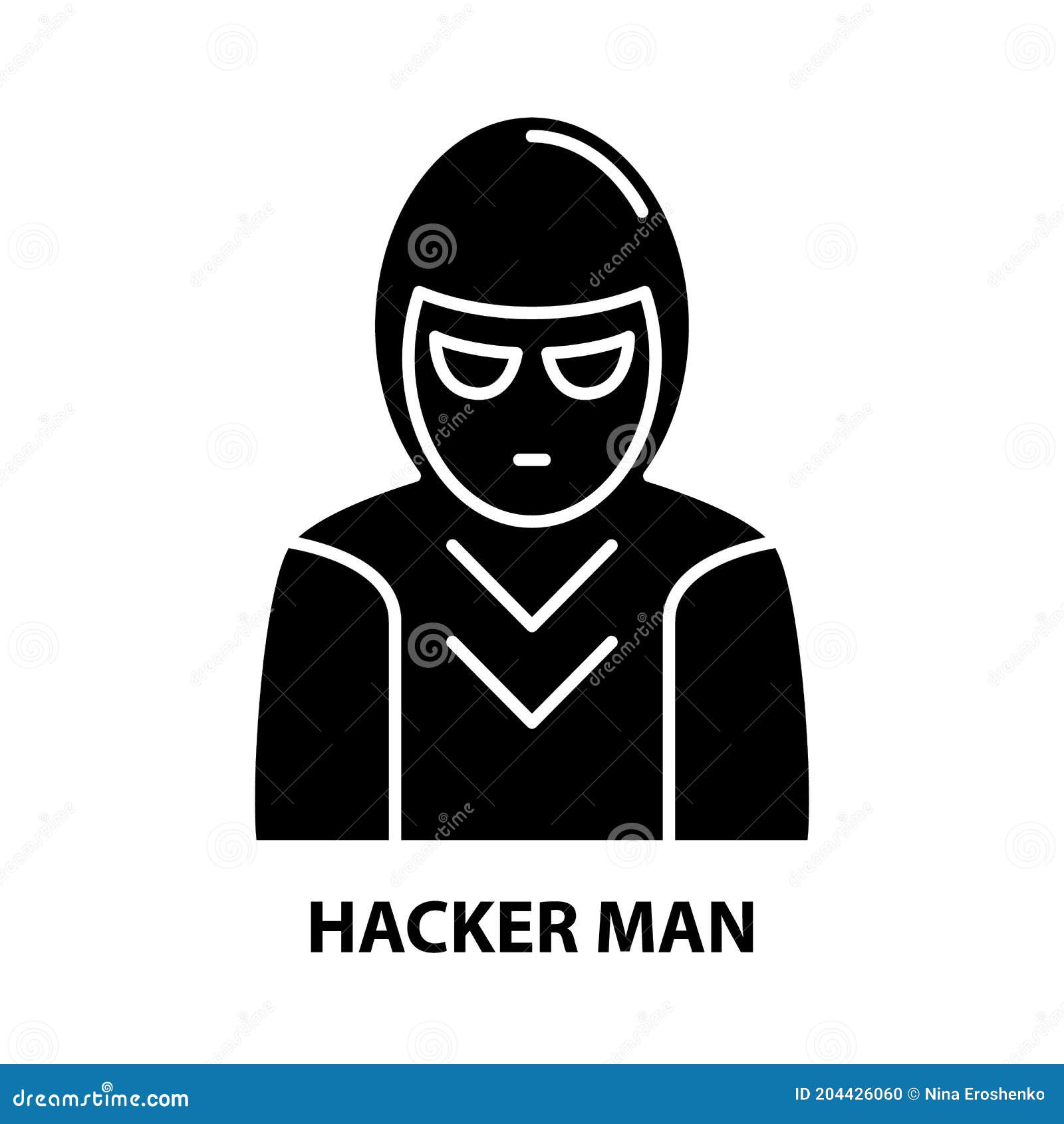 Hacker Man Icon, Black Vector Sign with Editable Strokes, Concept ...