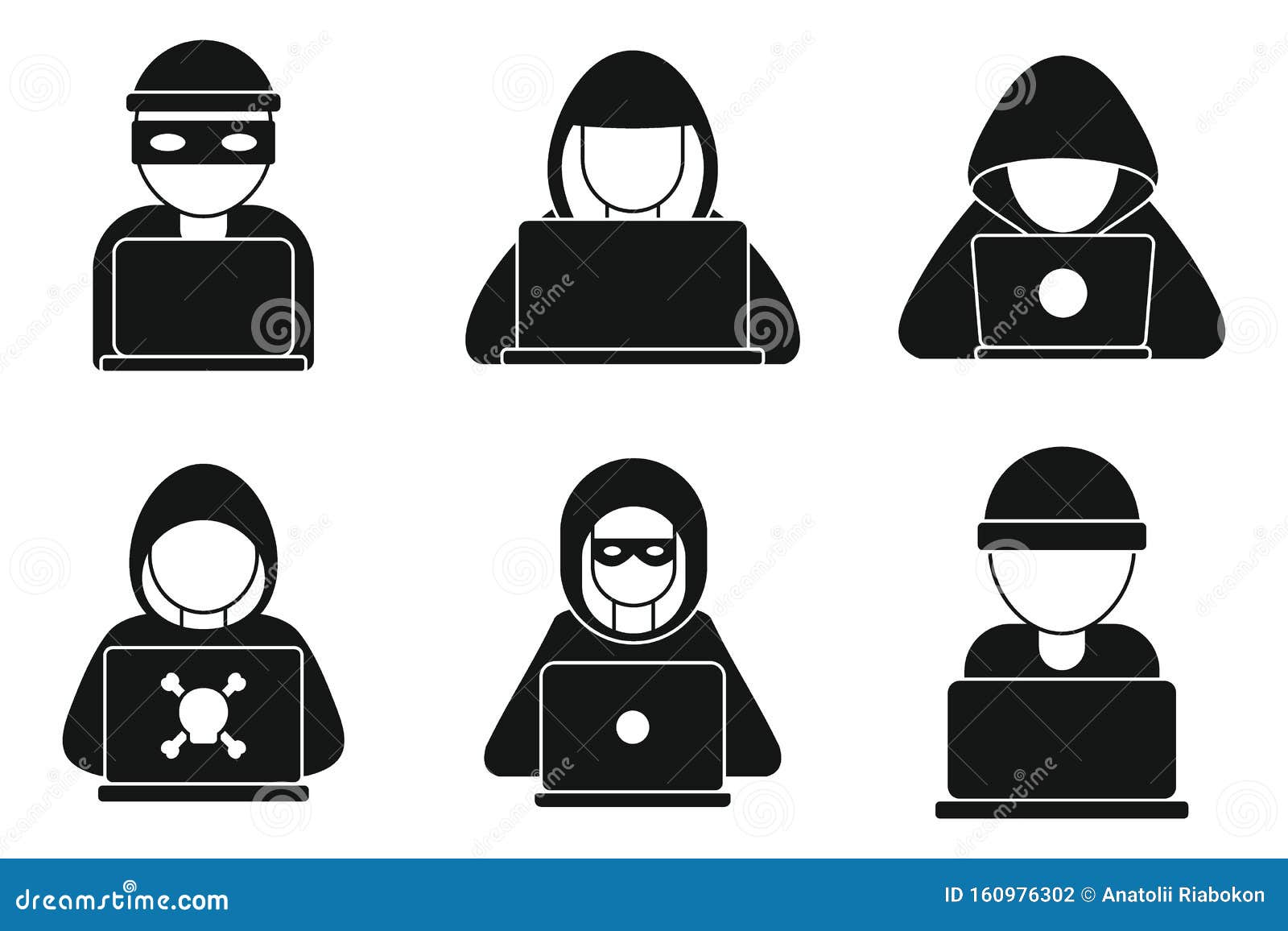 Hacker Man Icons Set, Simple Style Stock Vector - Illustration of ...