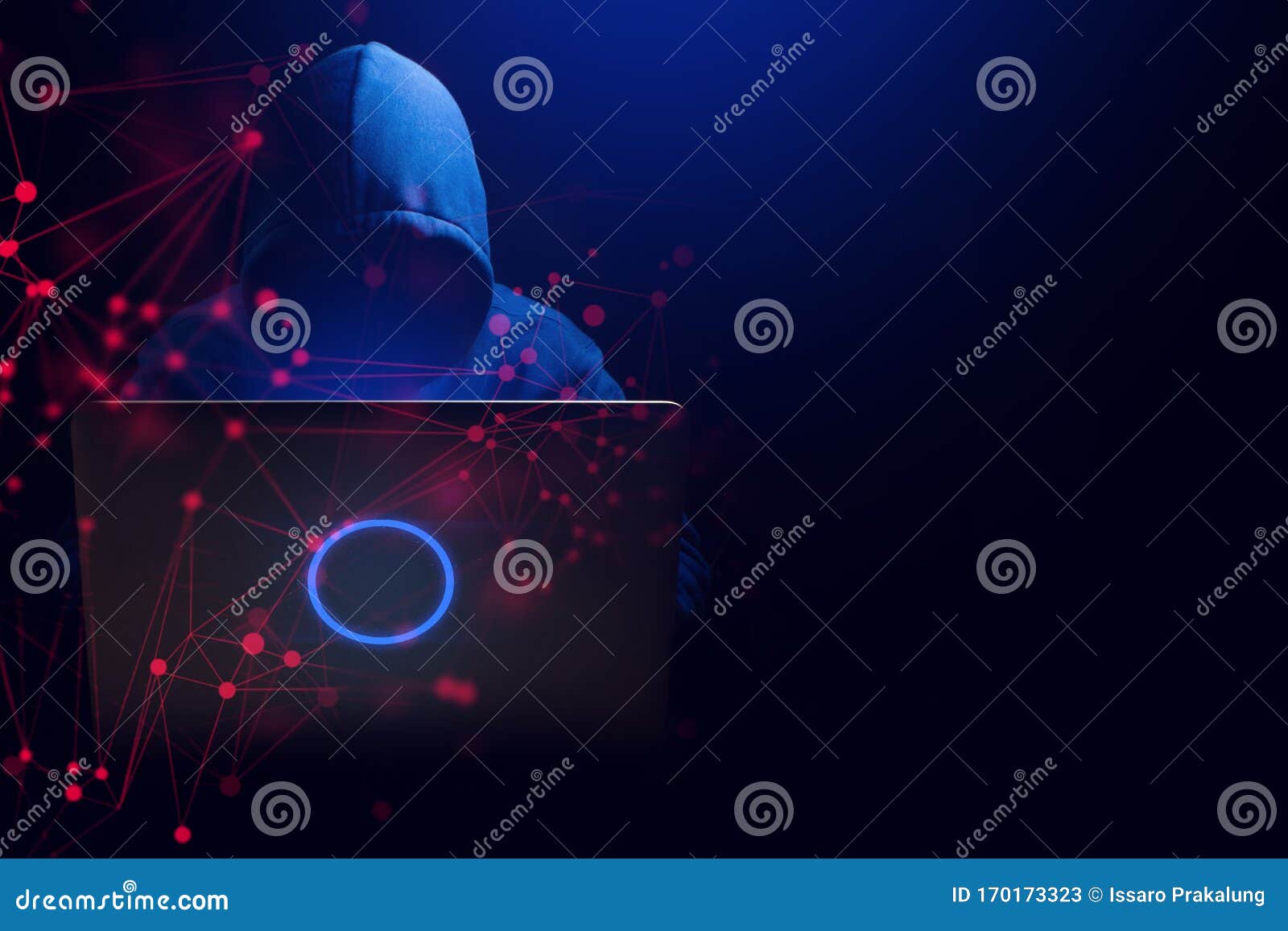 Hacker Man Terrorist with Virus Computer Attack To Server Network System Online in Data Internet ...