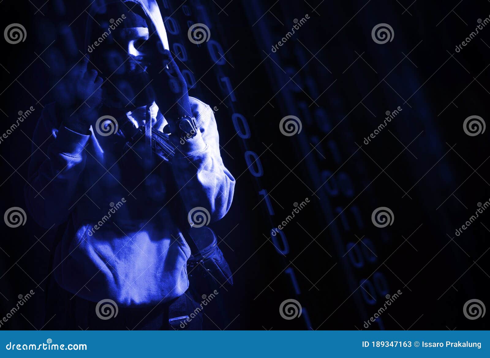 Hacker Man Terrorist with Virus Computer Attack To Server Network System Online in Data Internet ...