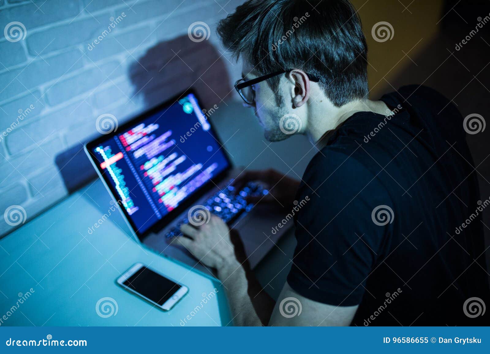 Hacker Man Trying To Breach Security Of A Computer System Search