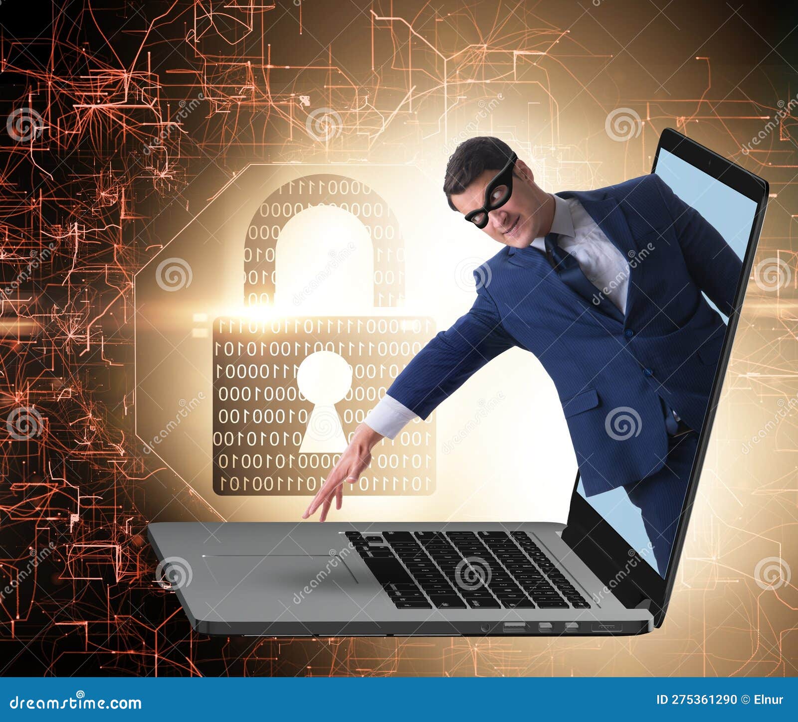 Hacker Man Trying To Steal Personal Data Stock Photo - Image of monitor ...