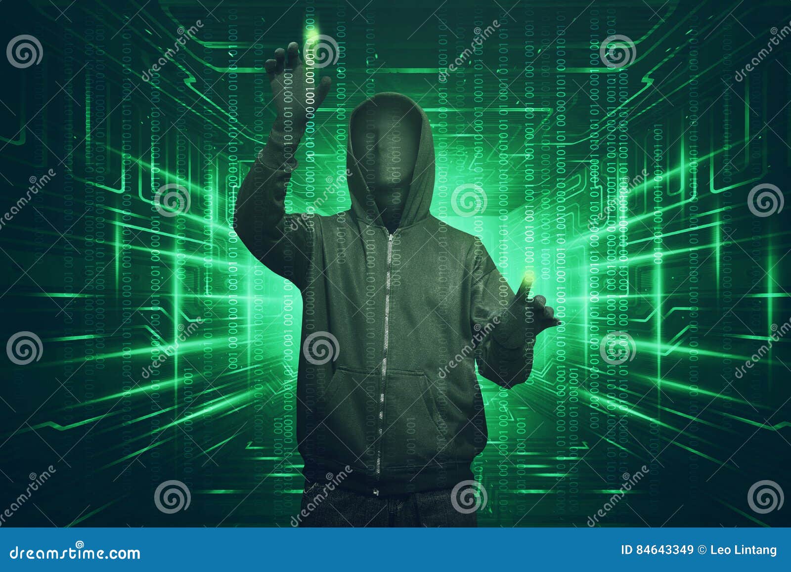 Hacker Man with Vendetta Mask Hacking Binary System Security Cod Stock ...