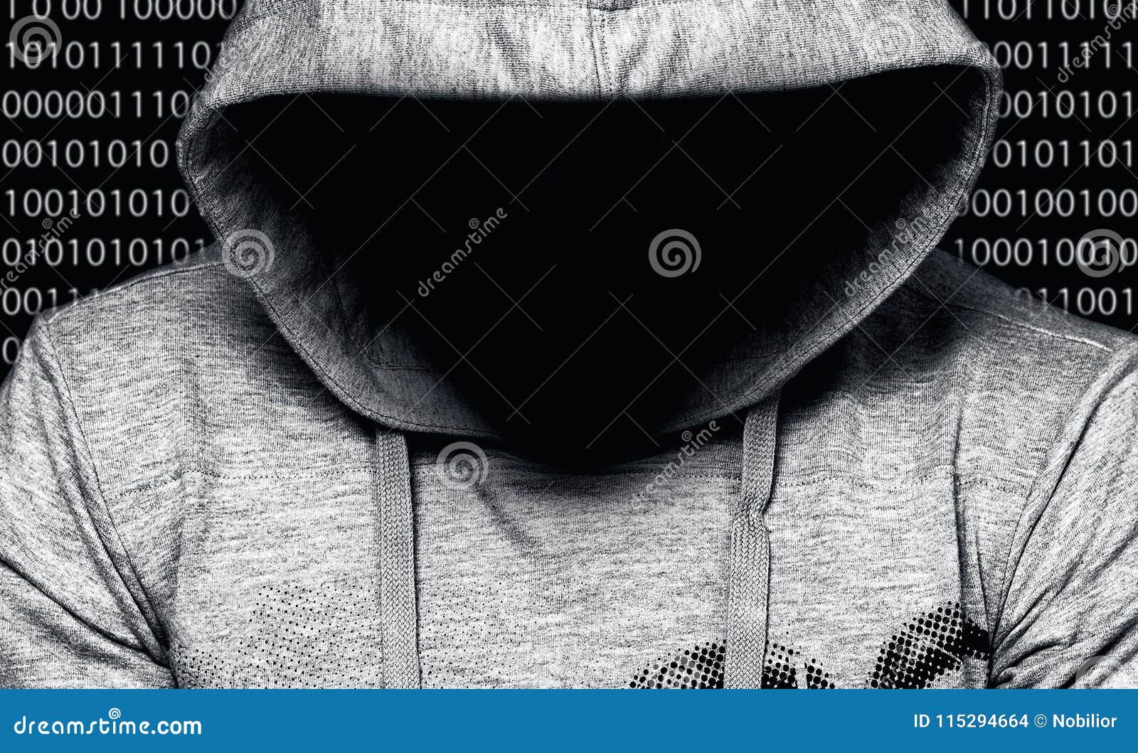 Hacker Mann in Der Haube Mit Gesicht in Einer Dunkelheit Stockfoto ...