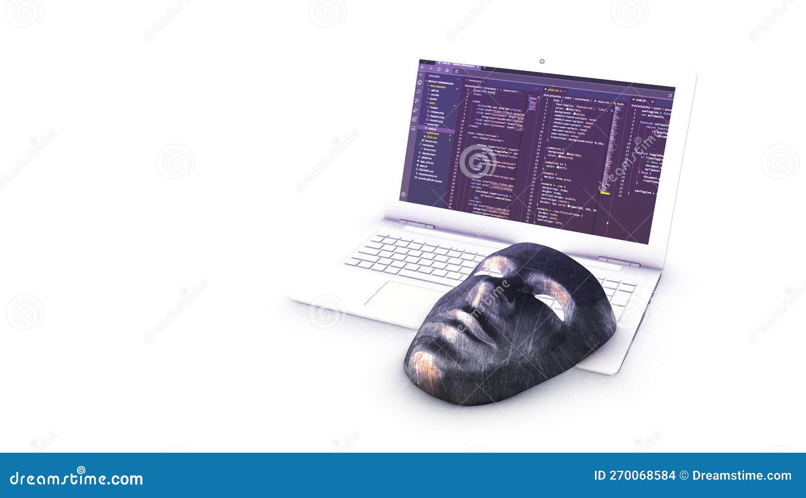 Hacker Mask on Computer for Cyber Security Concept Stock Illustration ...