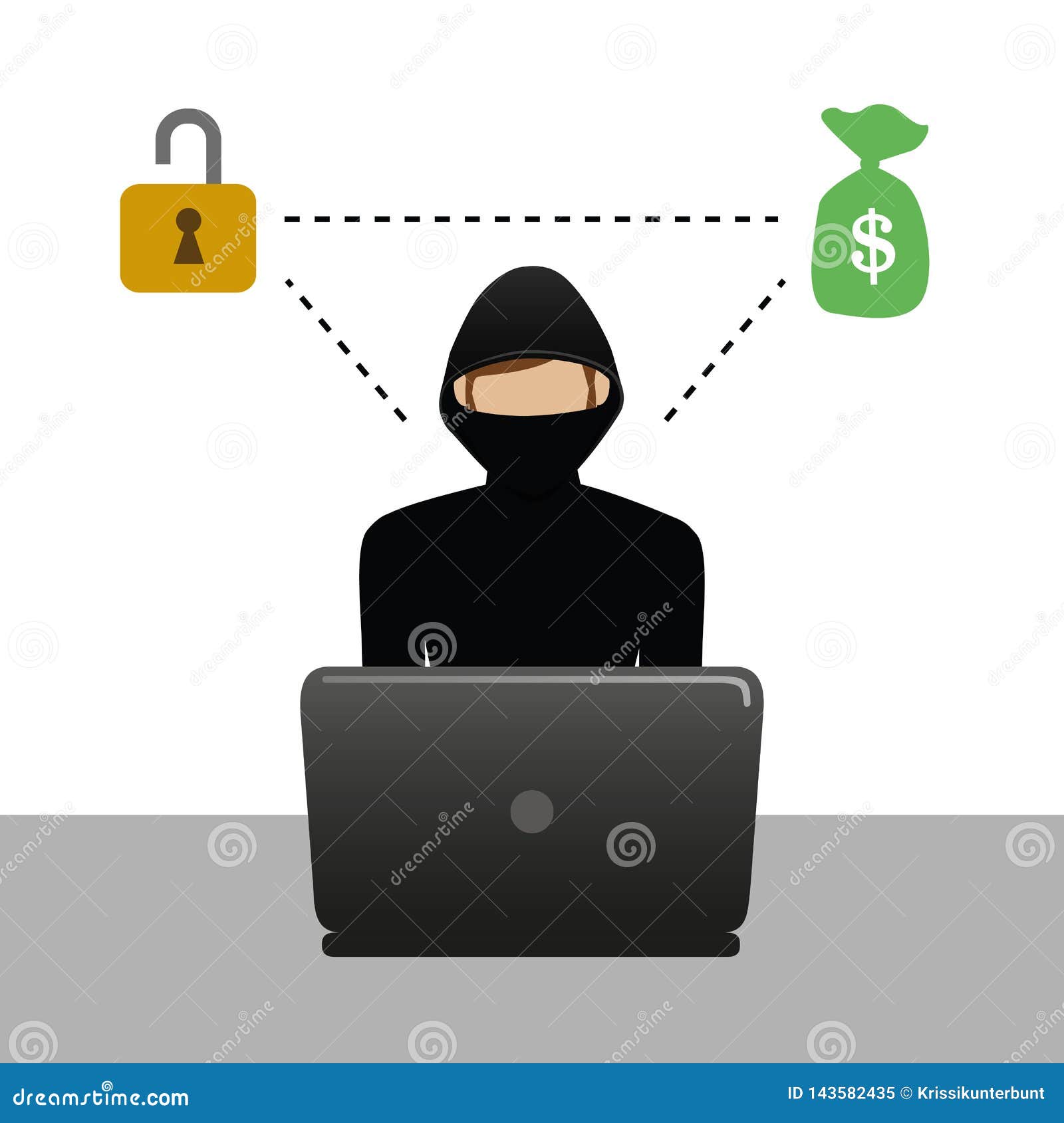 Hacker With Mask. Mysterious Man In Black Suit With The Mask On White ...