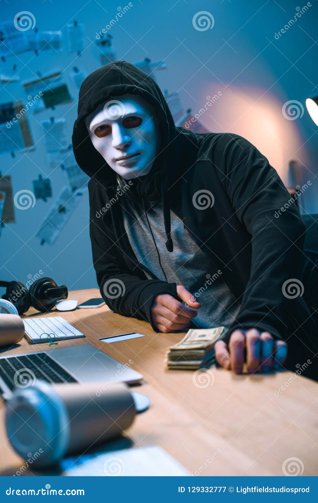 Hacker in Mask with Stack of Money Stock Image - Image of perpetrator ...