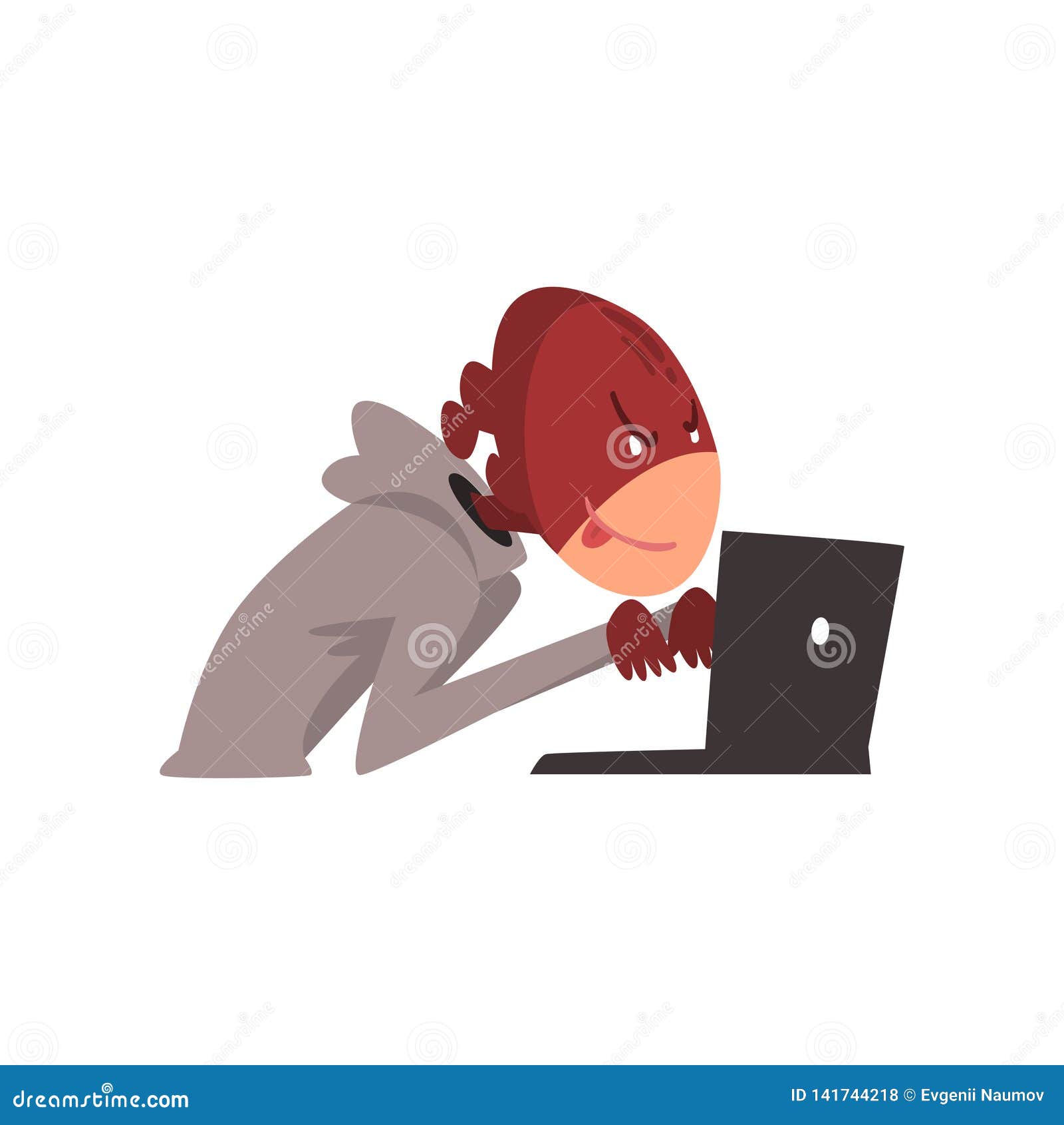 Hacker in Mask Trying Hack System Using Laptop, Internet Crime ...