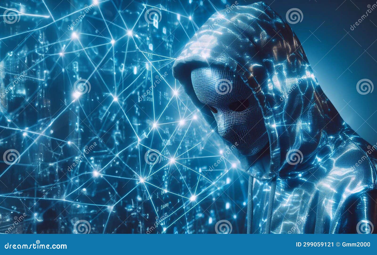 Hacker in Mysterious Looking Hood is Using Hologram Graphics, Network Password Cracking Program ...