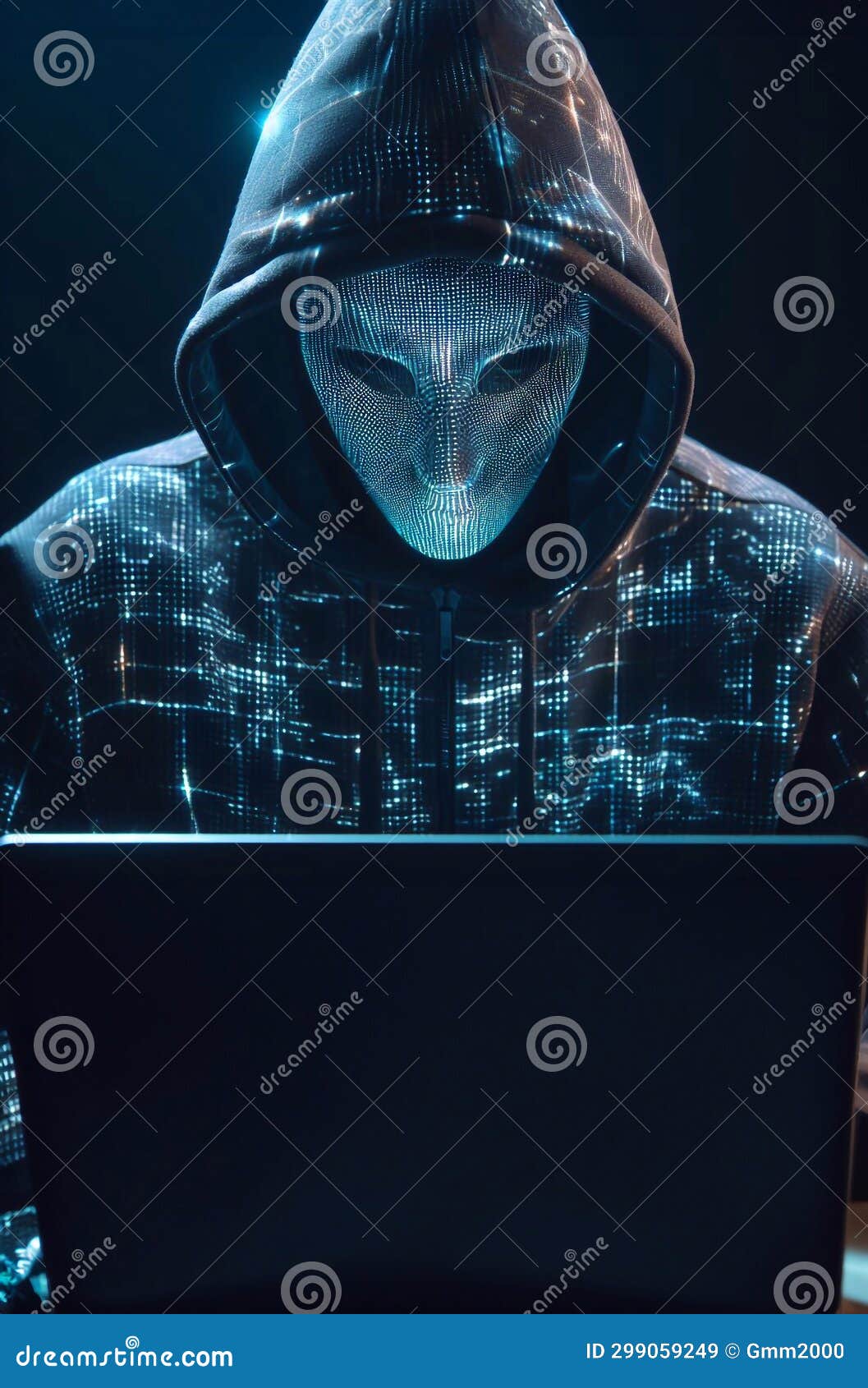Hacker in Mysterious Looking Hood is Using Hologram Graphics, Network Password Cracking Program ...