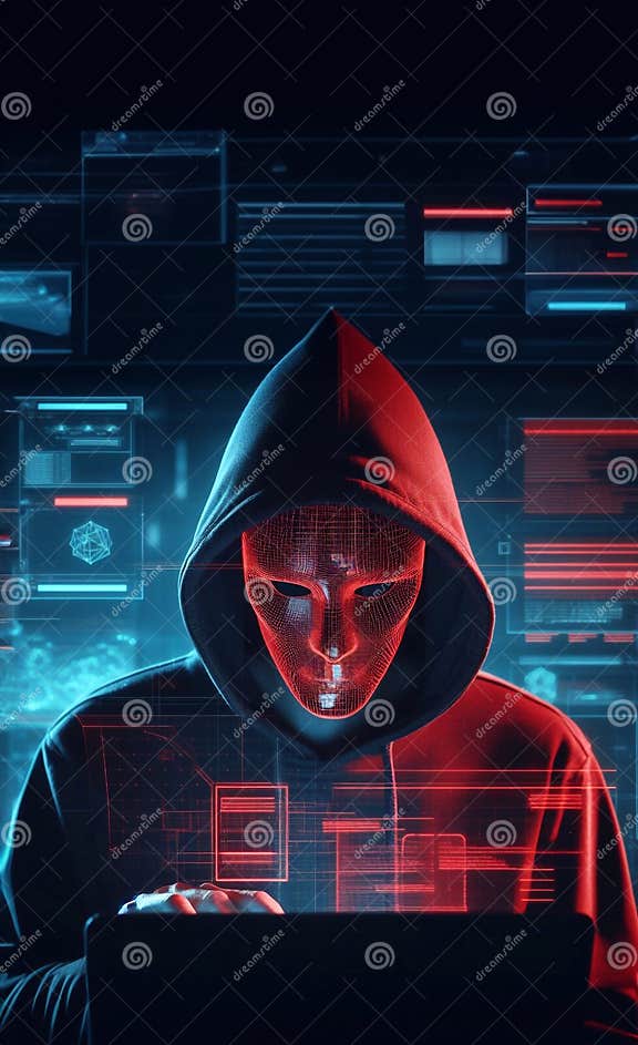 Hacker in Mysterious Looking Hood is Using Hologram Graphics, Network Password Cracking Program ...