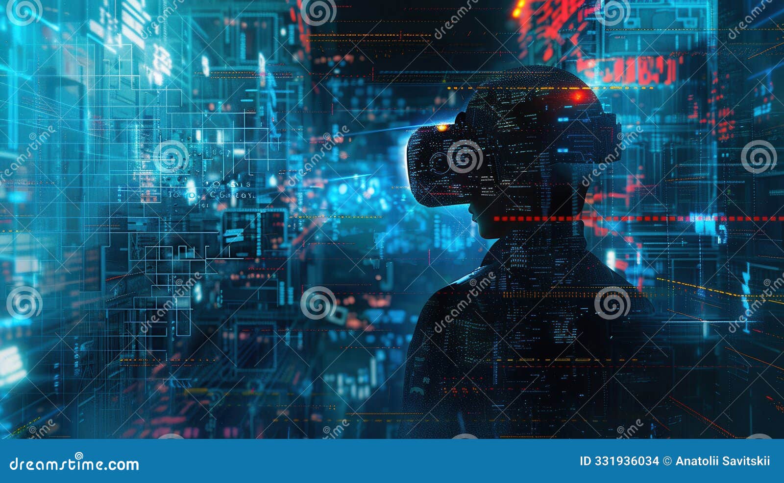 A Hacker Navigates through an Immersive Virtual Realm, Interacting with ...