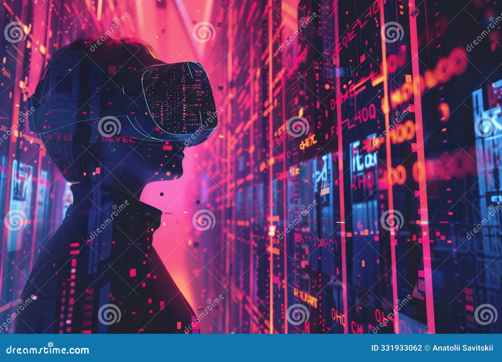 A Hacker Navigates A Virtual Space Filled With Digital Locks And ...