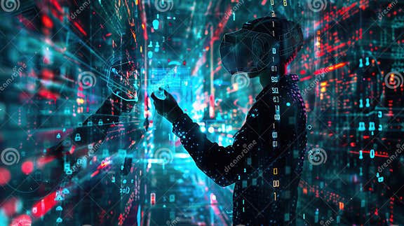 A Hacker Navigates a Vibrant Virtual World, Manipulating Digital Locks ...