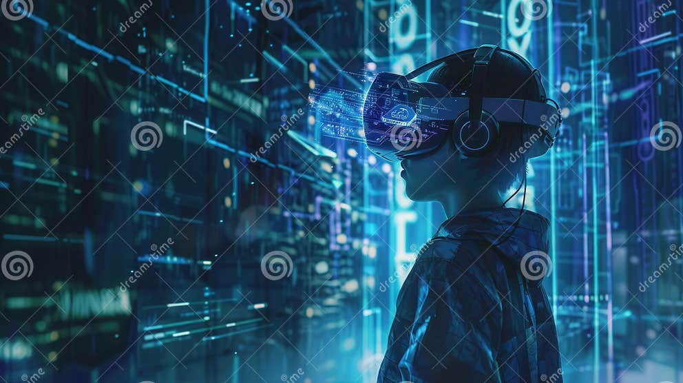 A Hacker Navigates a Virtual Environment Surrounded by Digital Locks ...