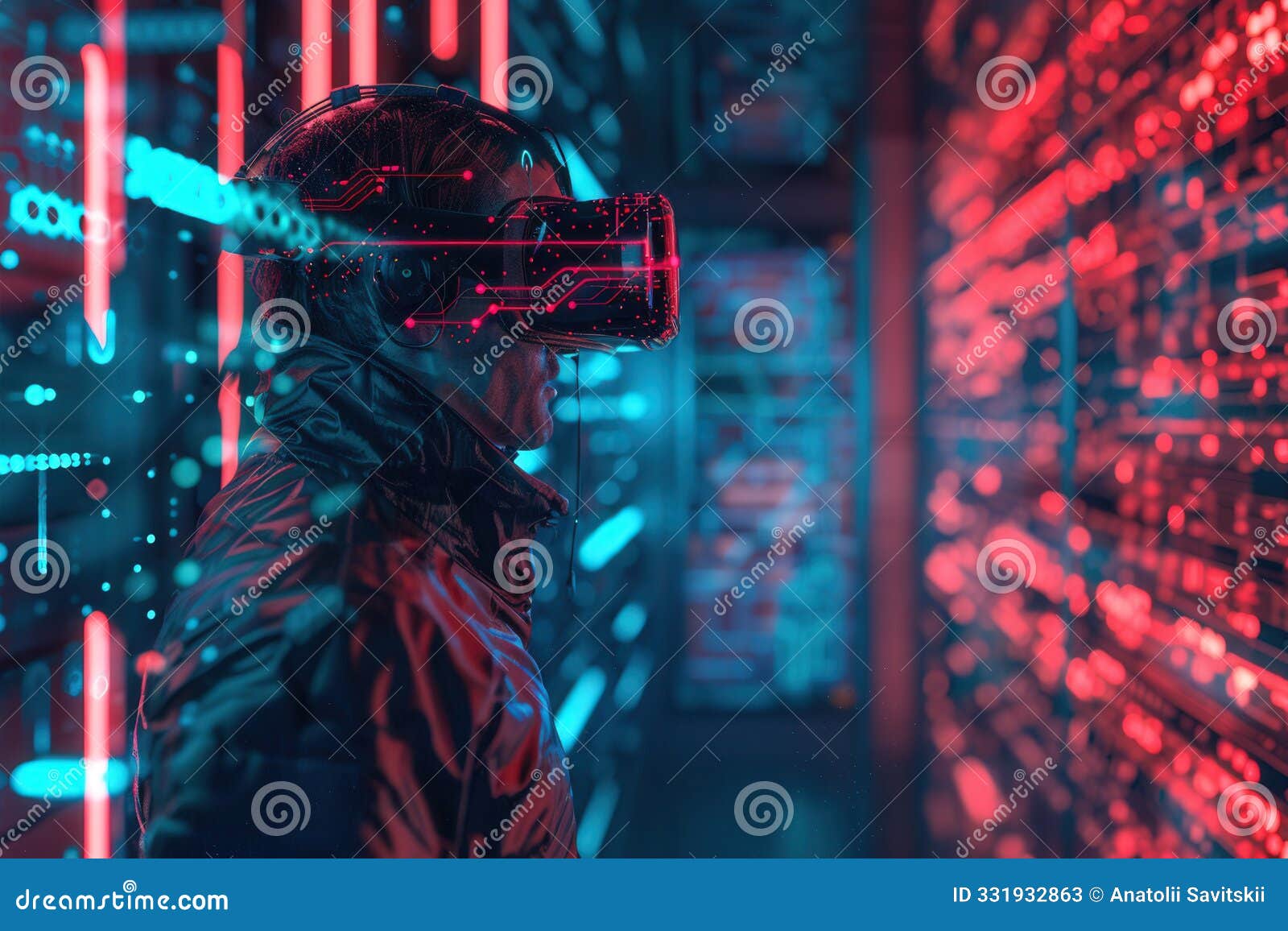 A Hacker Navigates A Virtual Space Filled With Digital Locks And ...