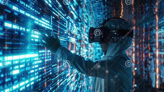 The Hacker Navigates through a Virtual World, Interacting with Digital ...