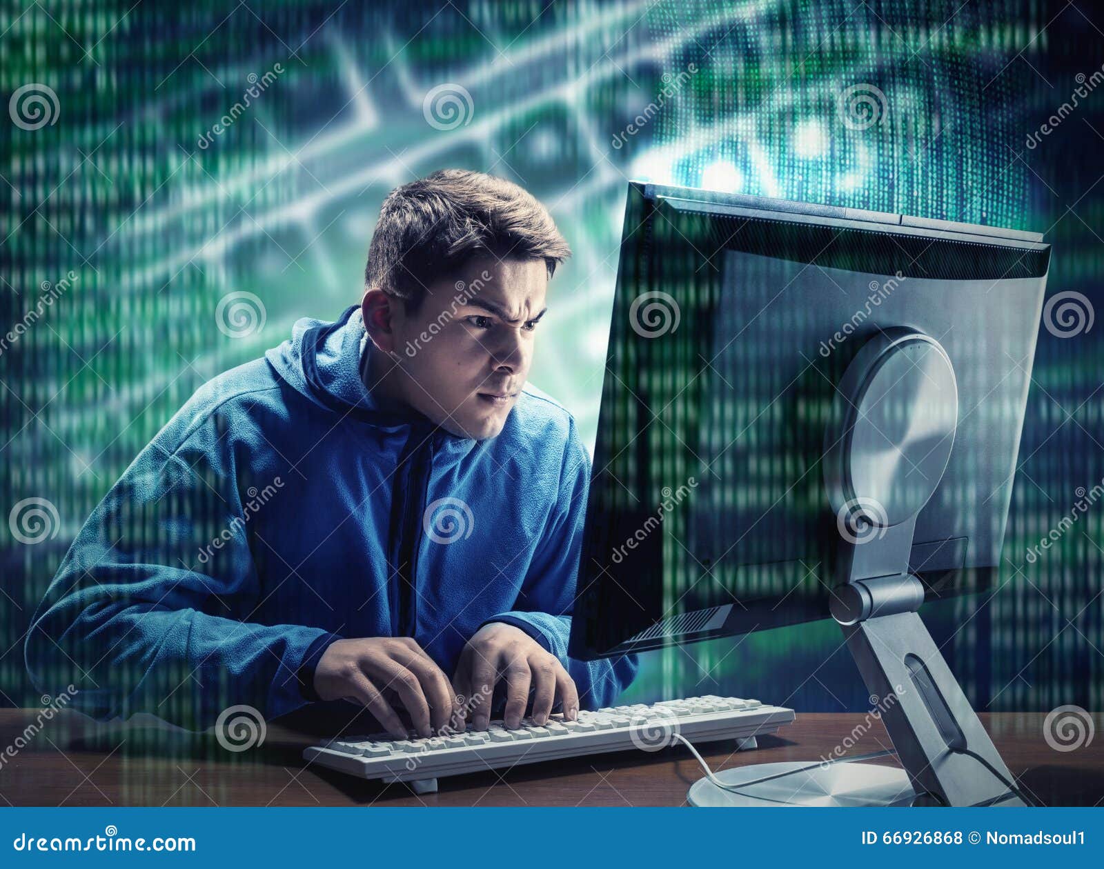 Hacker in the office stock photo. Image of program, hacker - 66926868