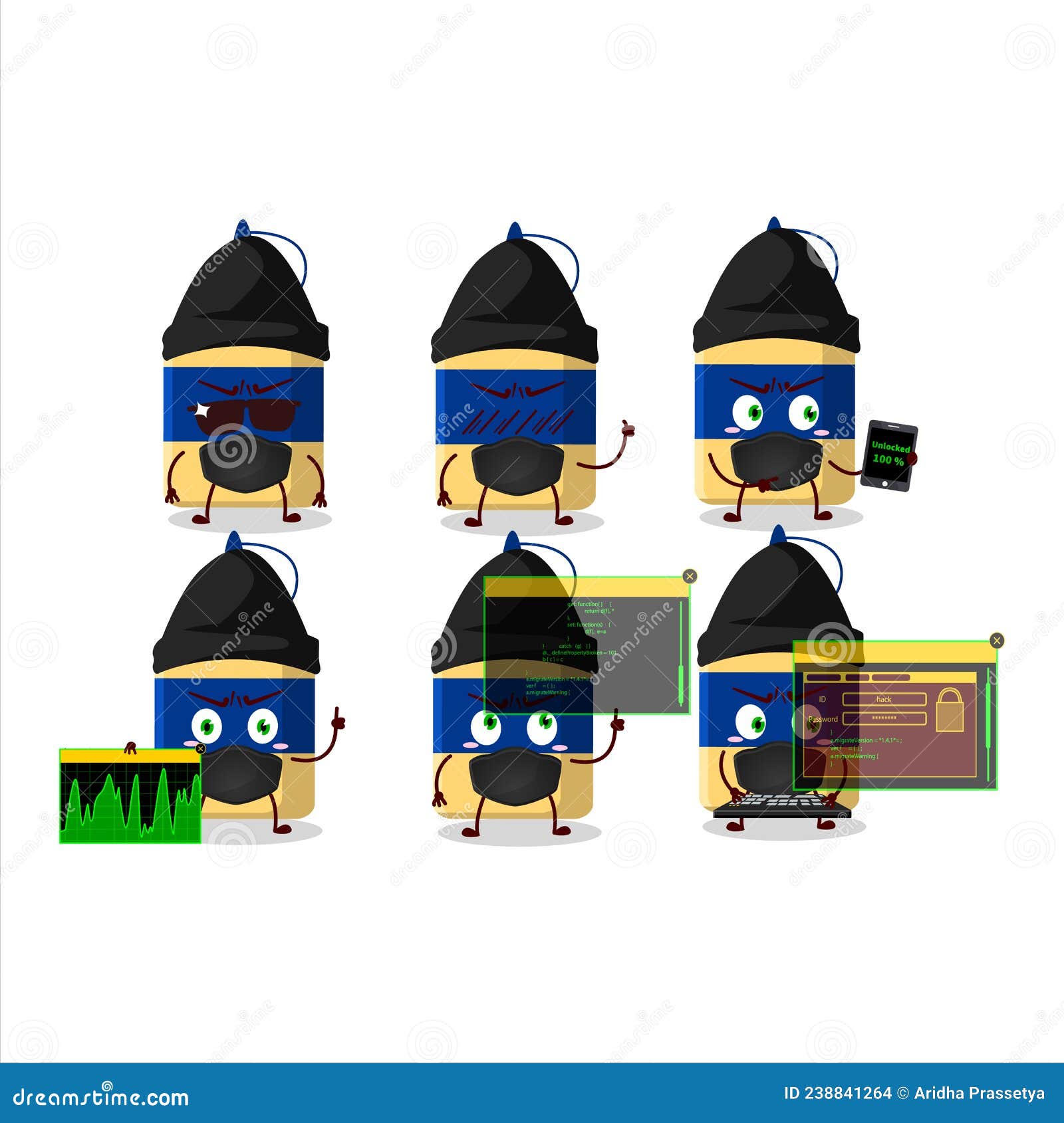 A Hacker Paper Glue Character Mascot with Stock Illustration ...