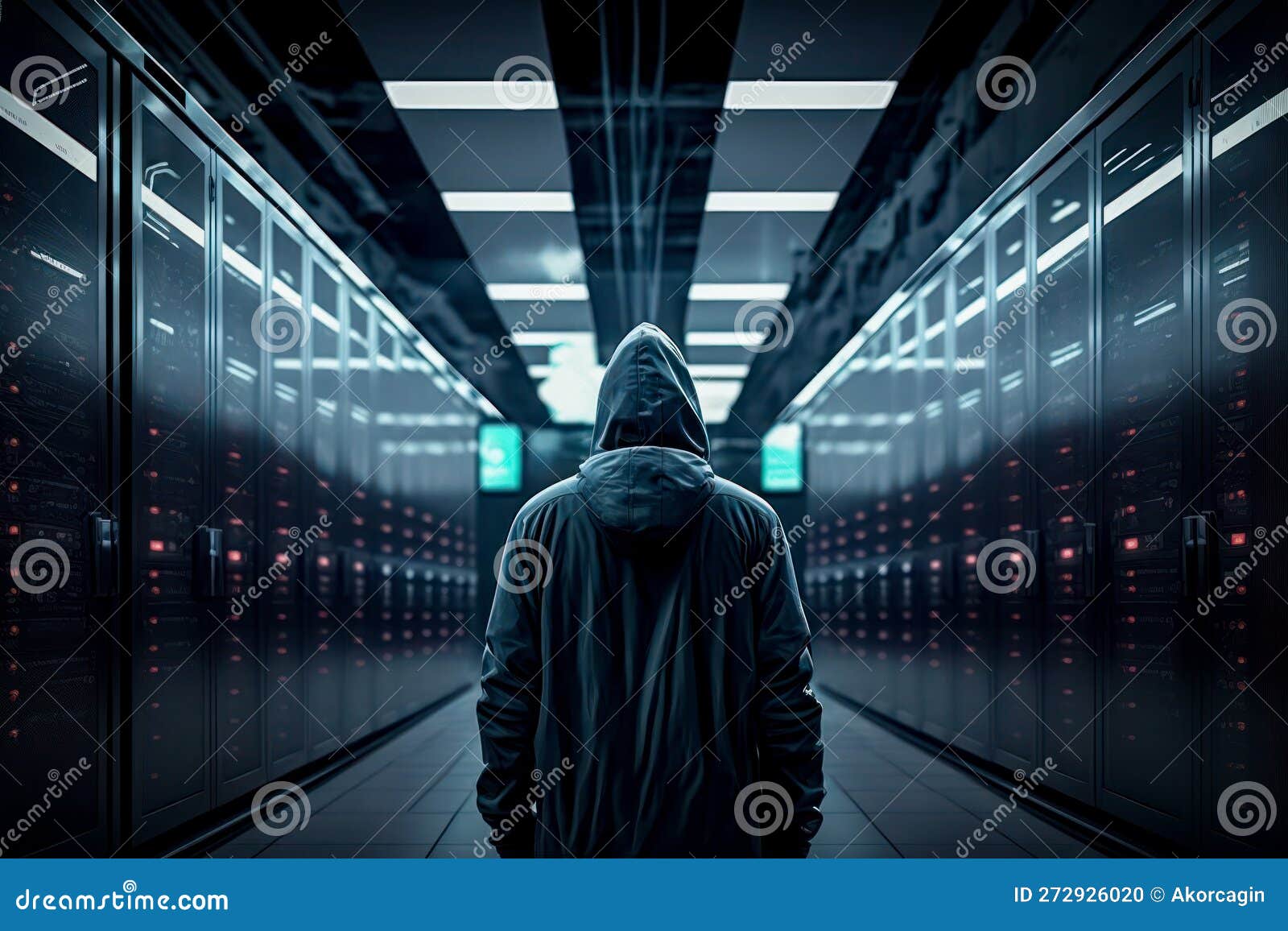 Hacker Penetration Tester Engineer Standing in Front of a Digital ...