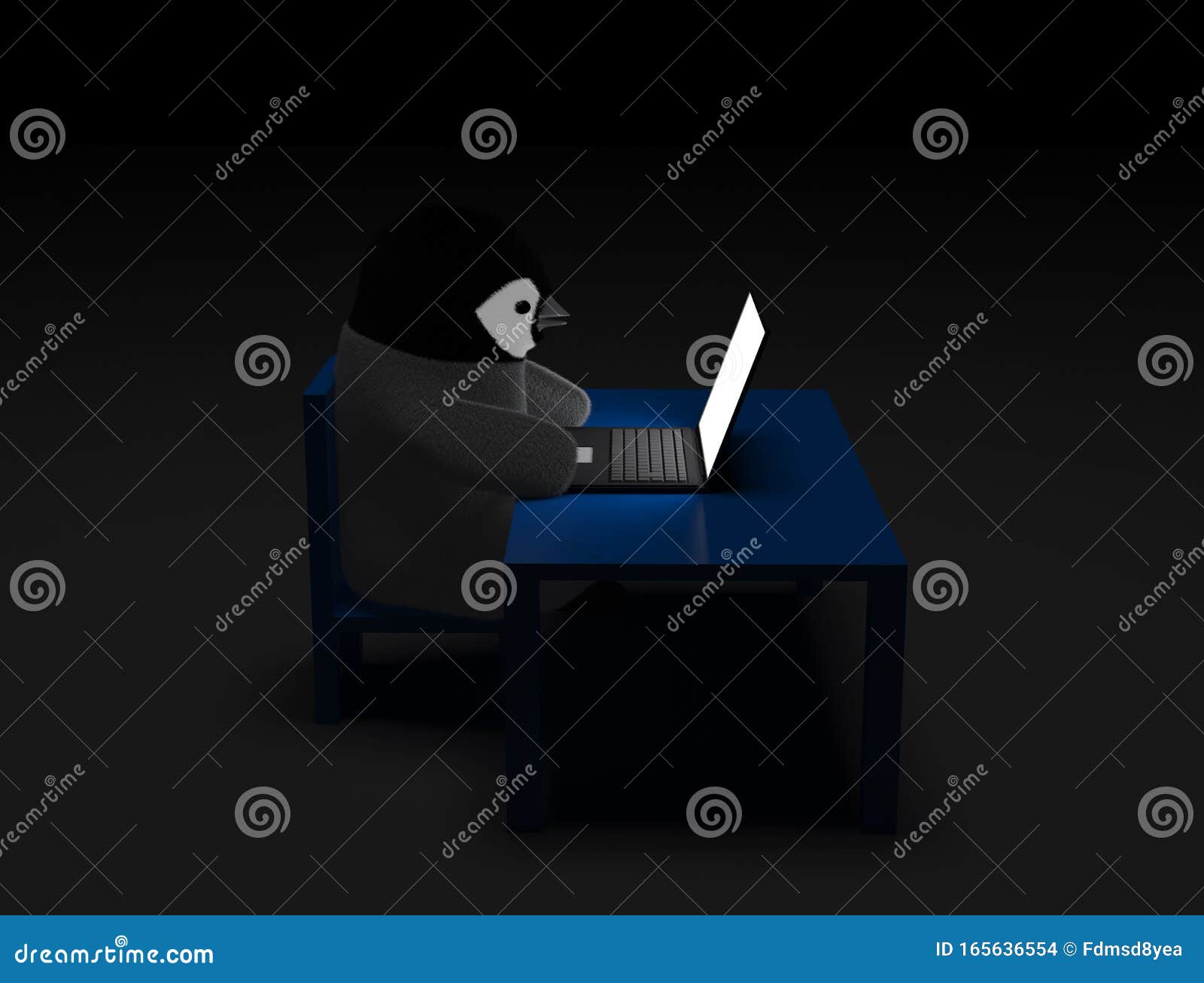 Hacker penguin stock illustration. Illustration of computer - 165636554