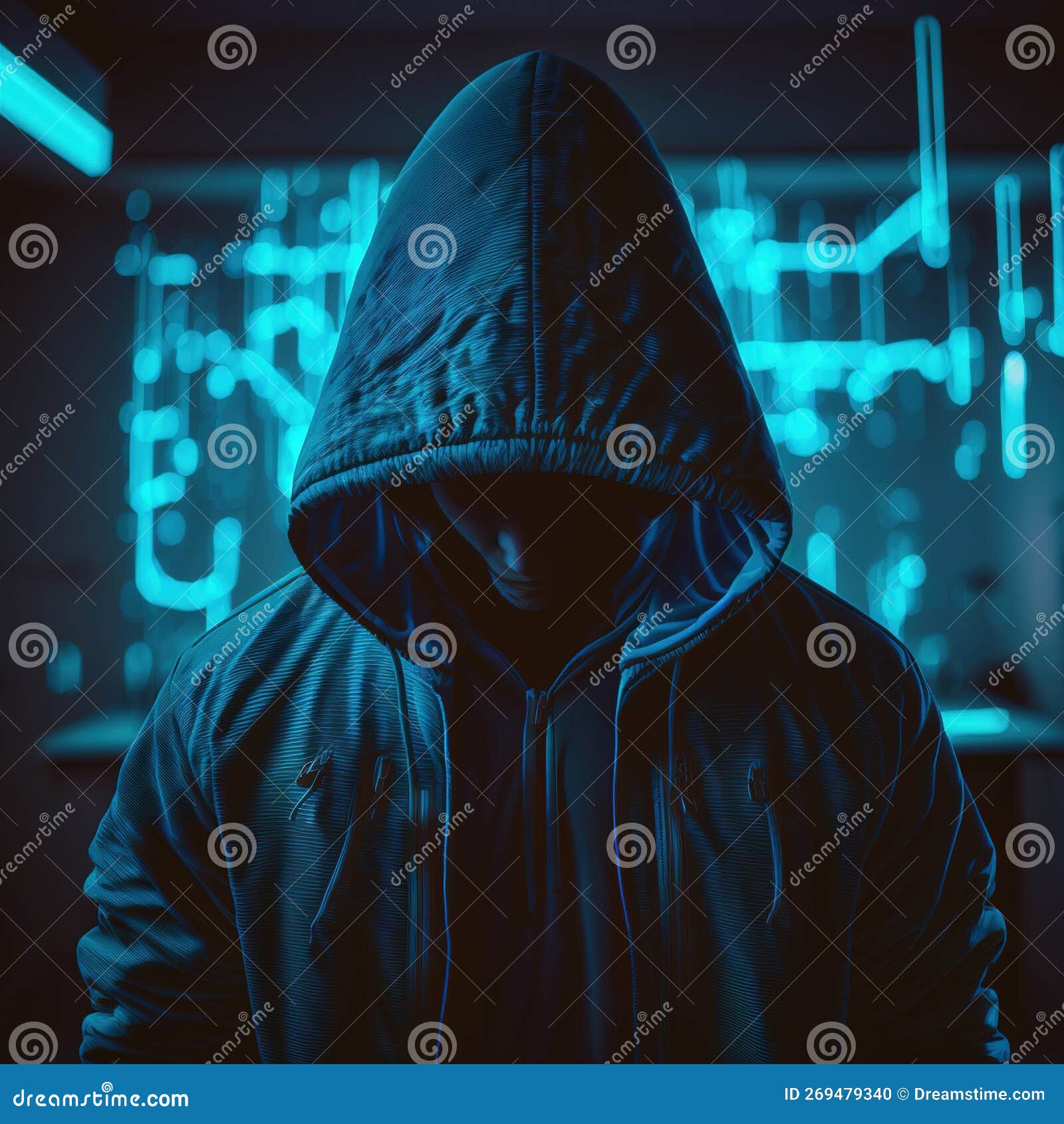 Dark Hooded Hacker , Master of the Digital Underworld, Generative Ai ...