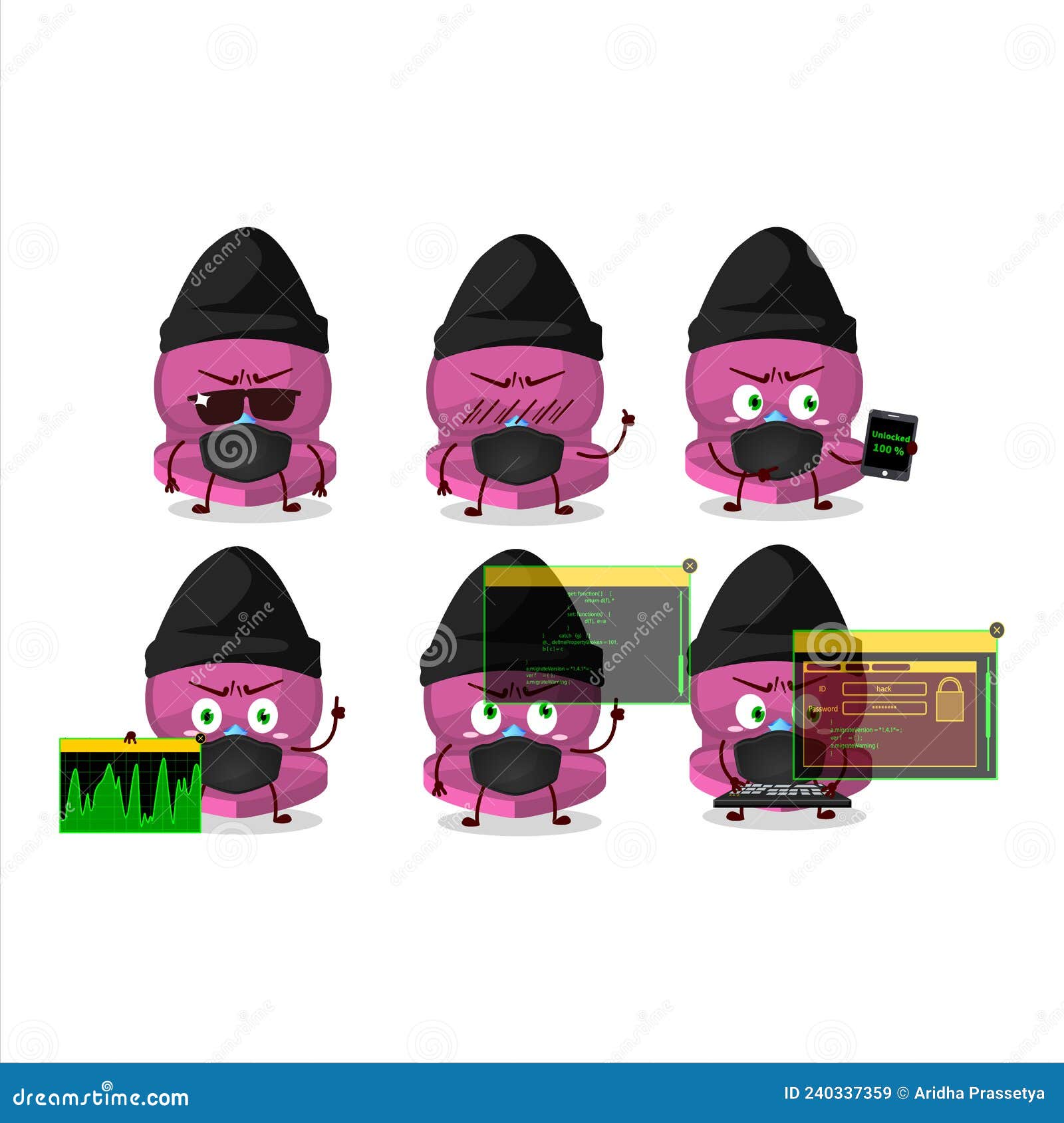 A Hacker Pink Love Ring Box Character Mascot with Stock Vector ...