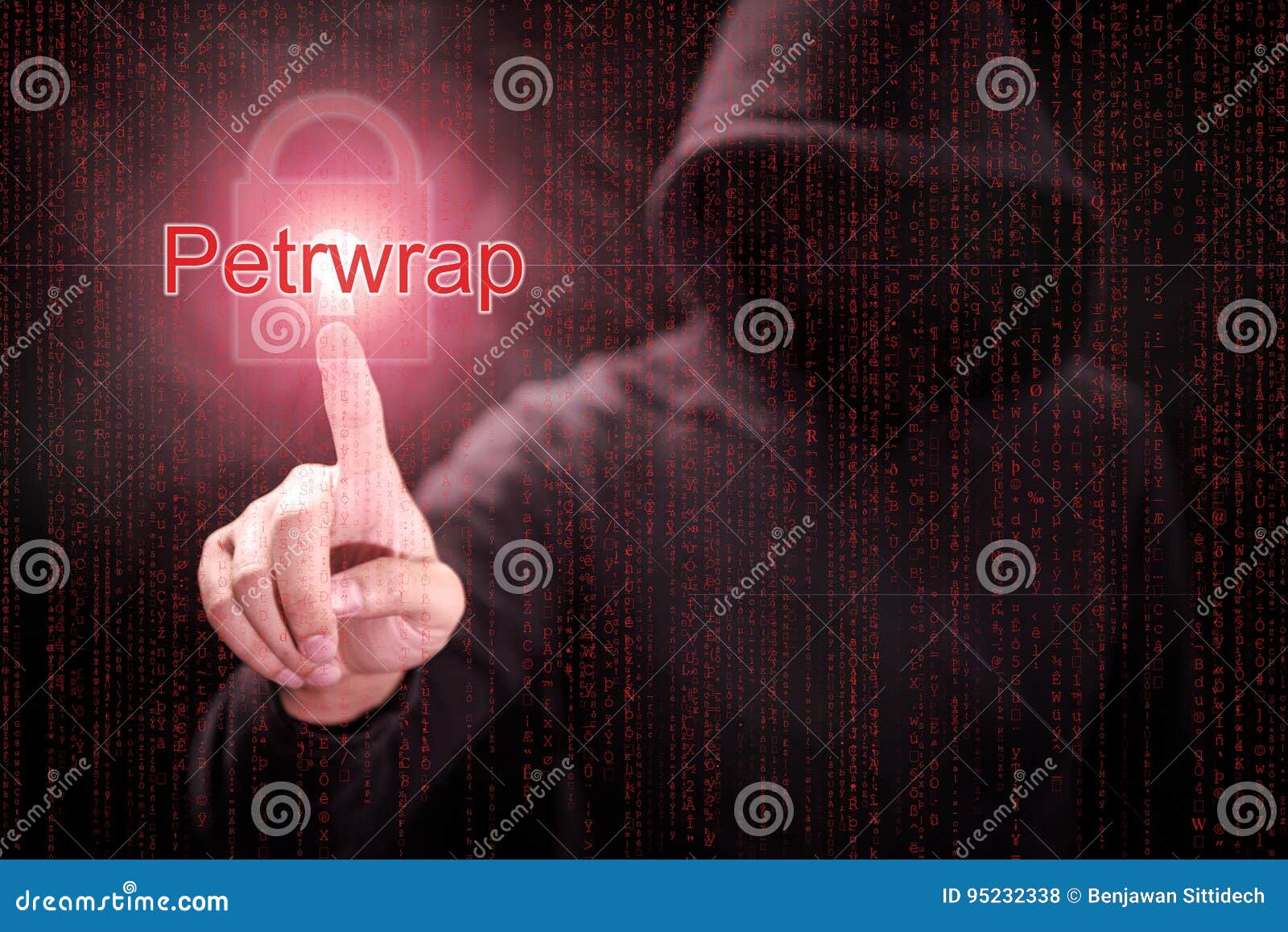 Hacker Pointing To Code On A Computer Monitor In A Dark Room Stock ...