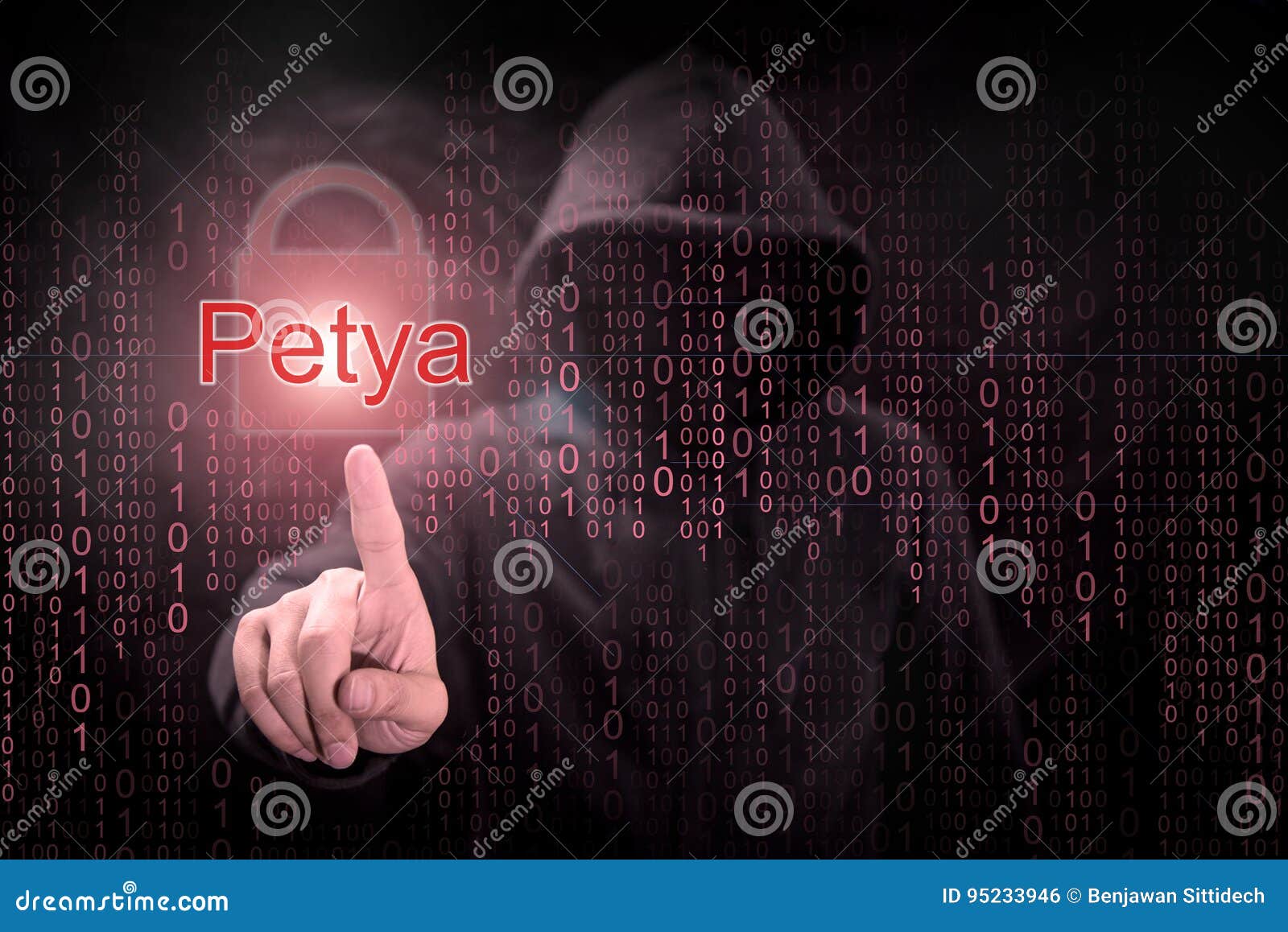 Hacker Pointing Petya Ransomware Cyber Attack Stock Photo - Image of ...