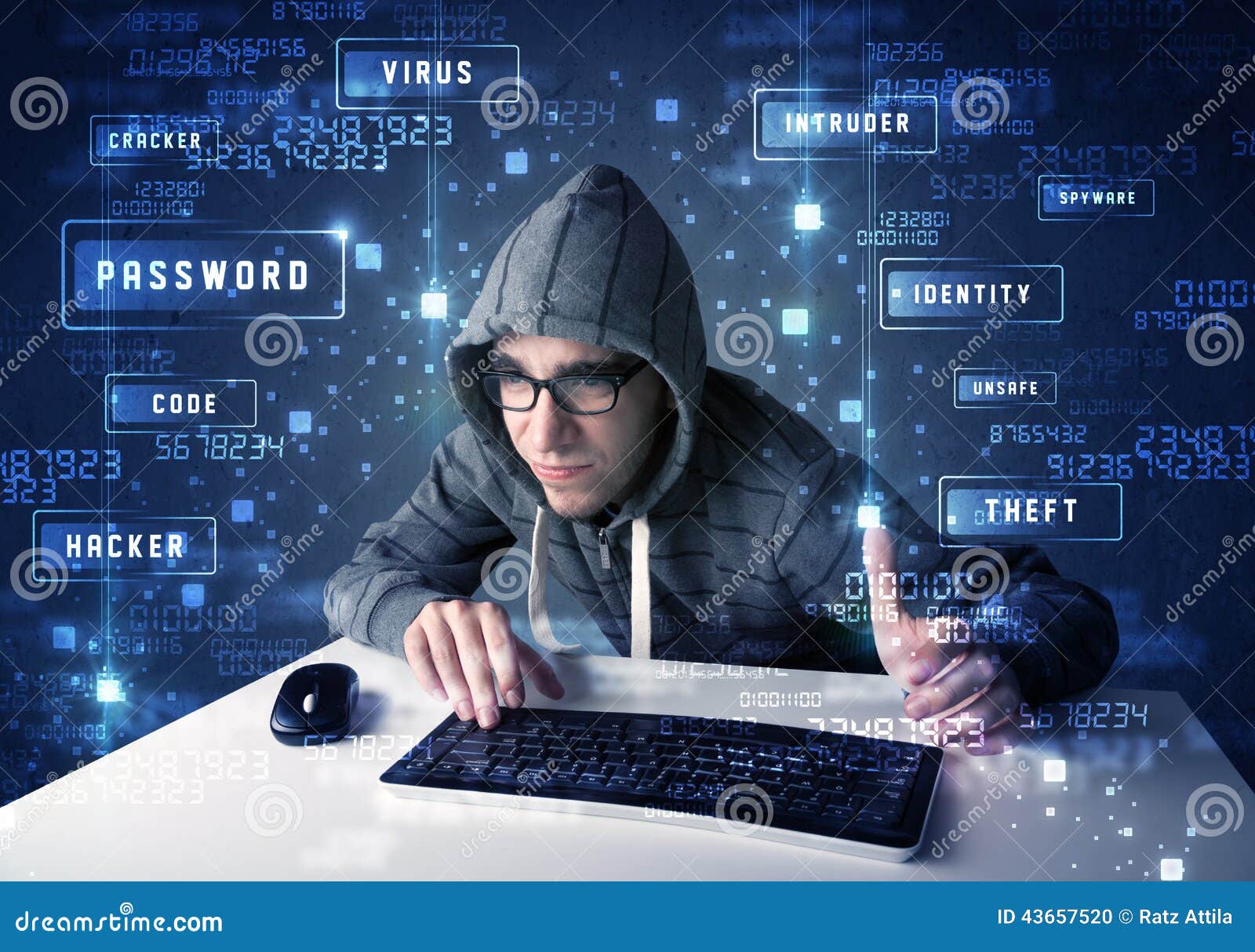 Hacker Programing in Technology Enviroment with Cyber Icons Stock Photo ...