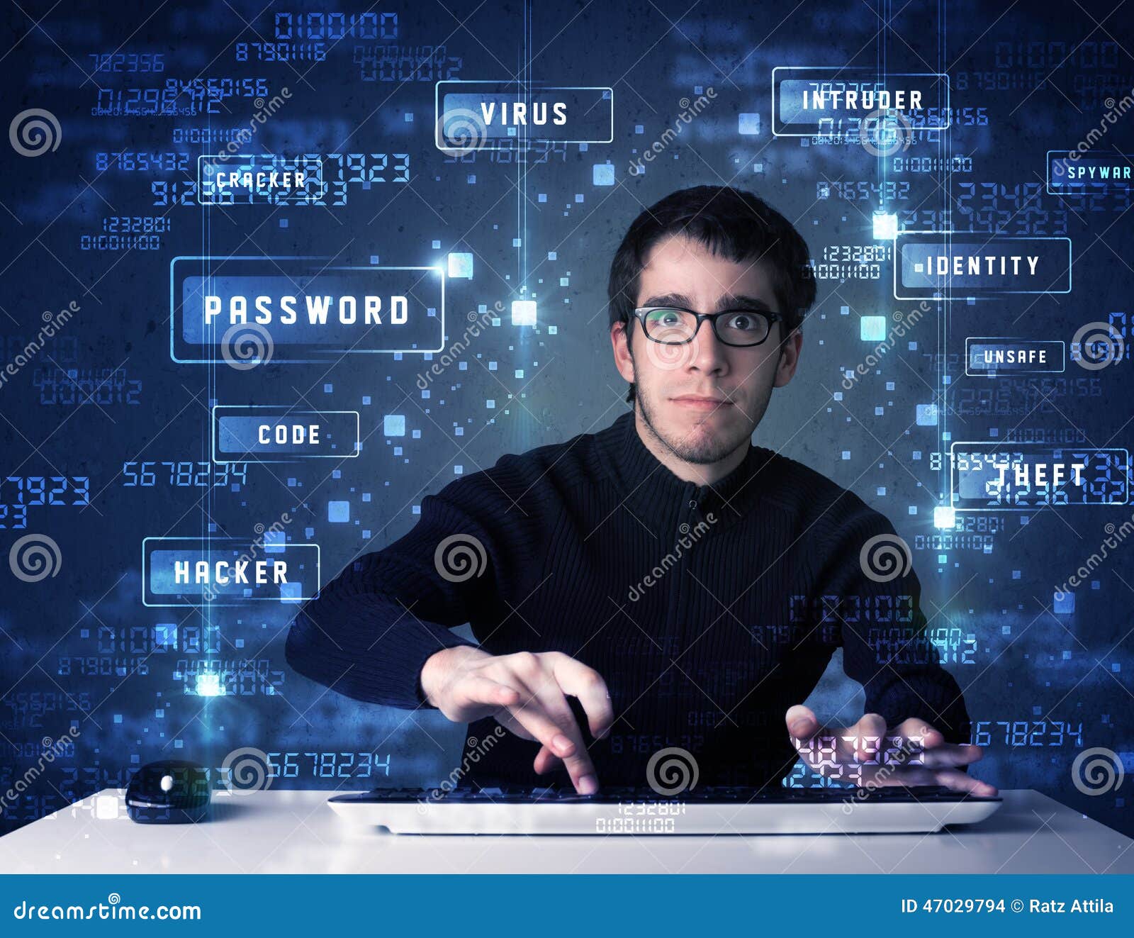 Hacker Programing in Technology Enviroment with Cyber Icons Stock Photo ...
