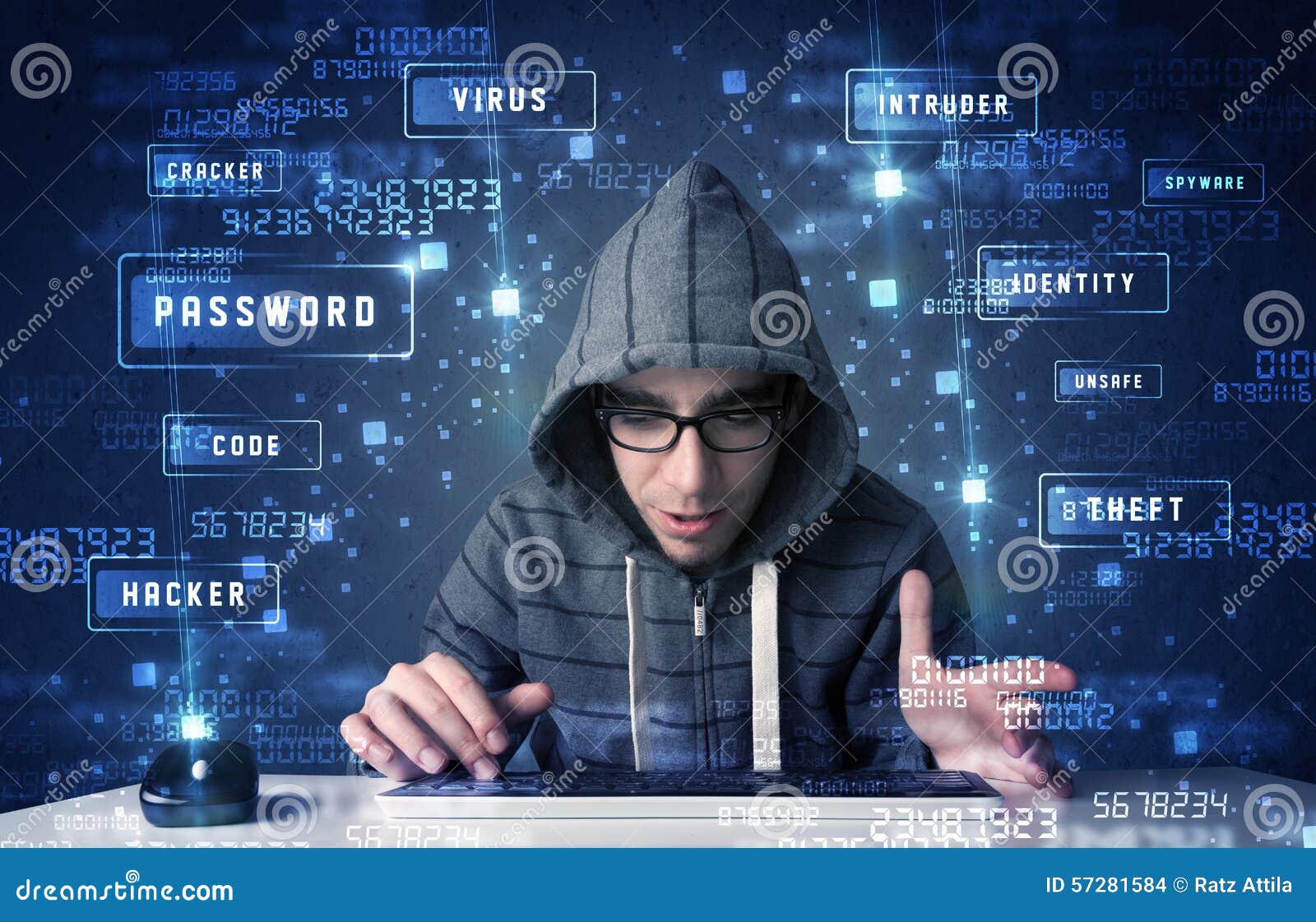 Hacker Programing in Technology Enviroment with Cyber Icons Stock Photo ...