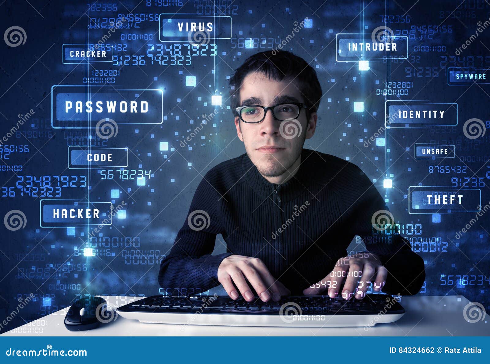 Hacker Programing in Technology Enviroment with Cyber Icons Stock Photo ...