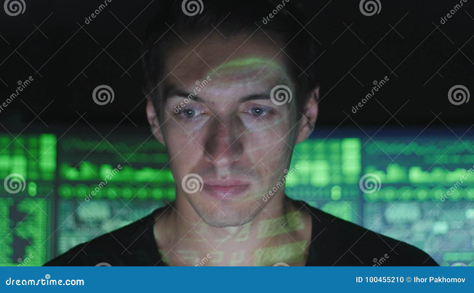 Hacker Programmer in Glasses is Working on Computer in Cyber Security ...