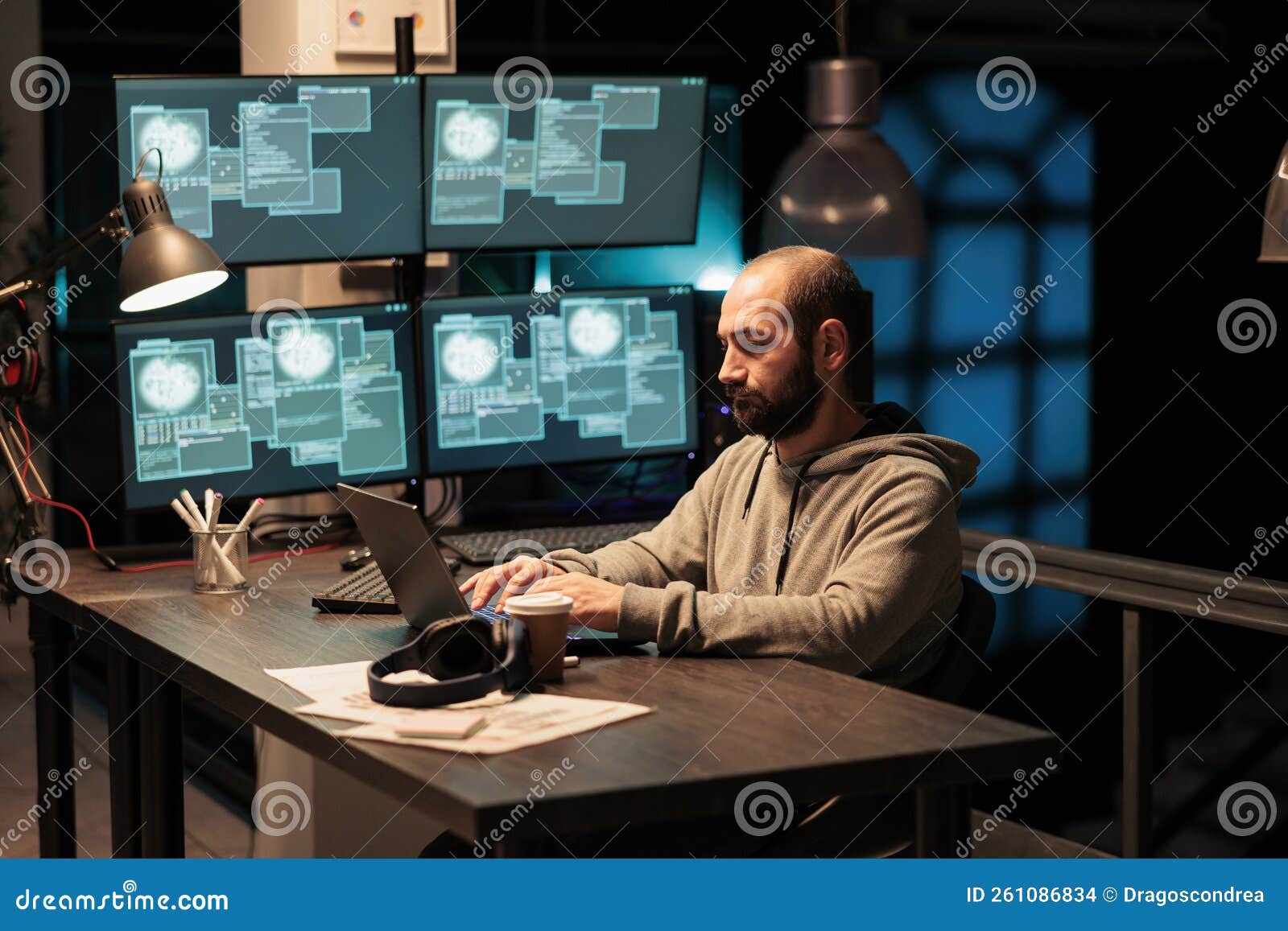 Hacker Programmer Hacking System at Office Stock Photo - Image of steal ...