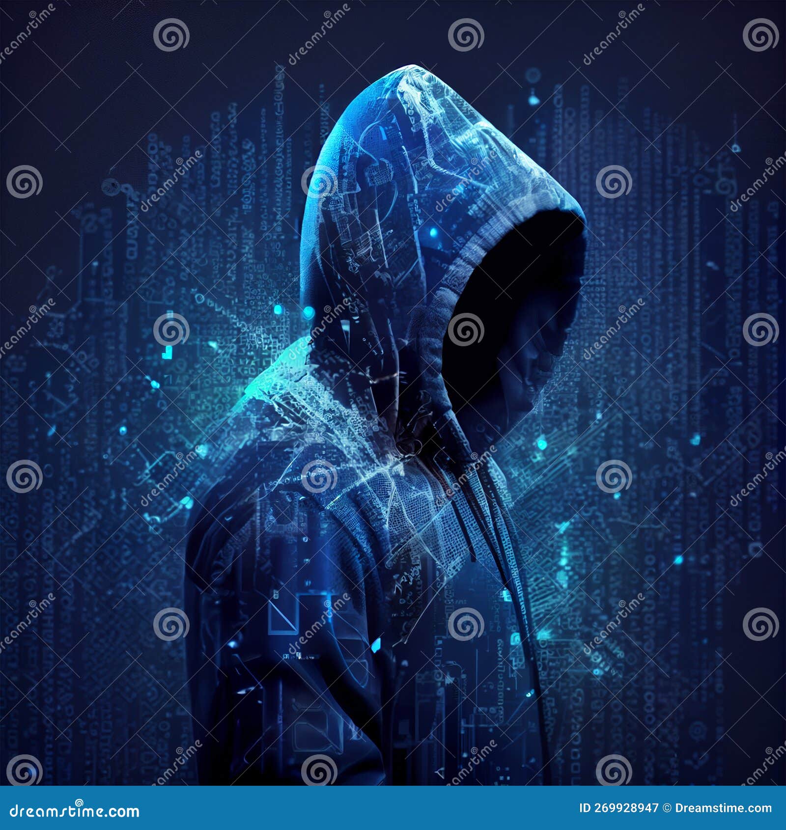 Hacker, Programmer Modern Spy, Illegal Data Search - AI Generated Image Stock Illustration ...